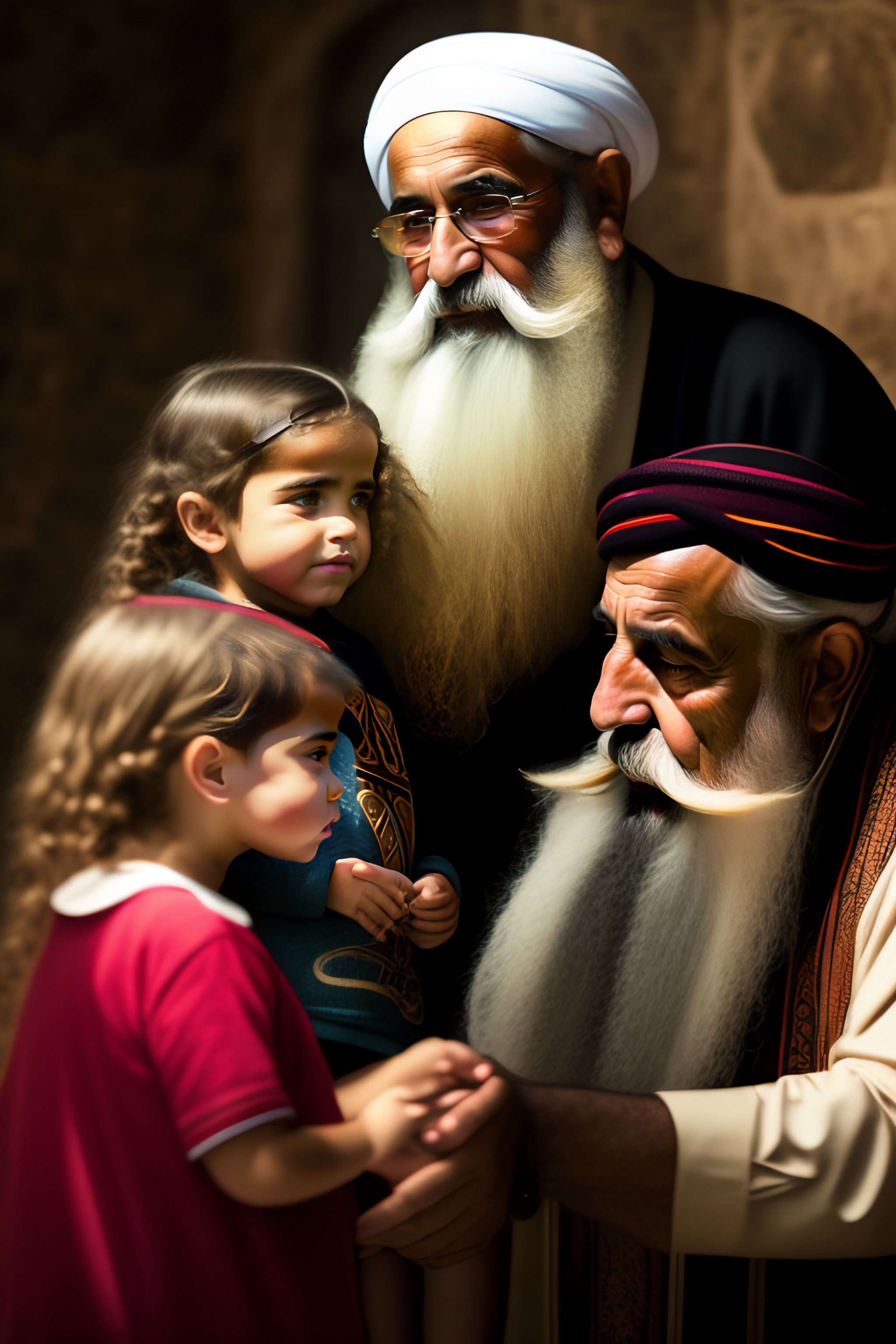 Lexica - An old Middle Eastern Jewish man with a long beard blesses two ...