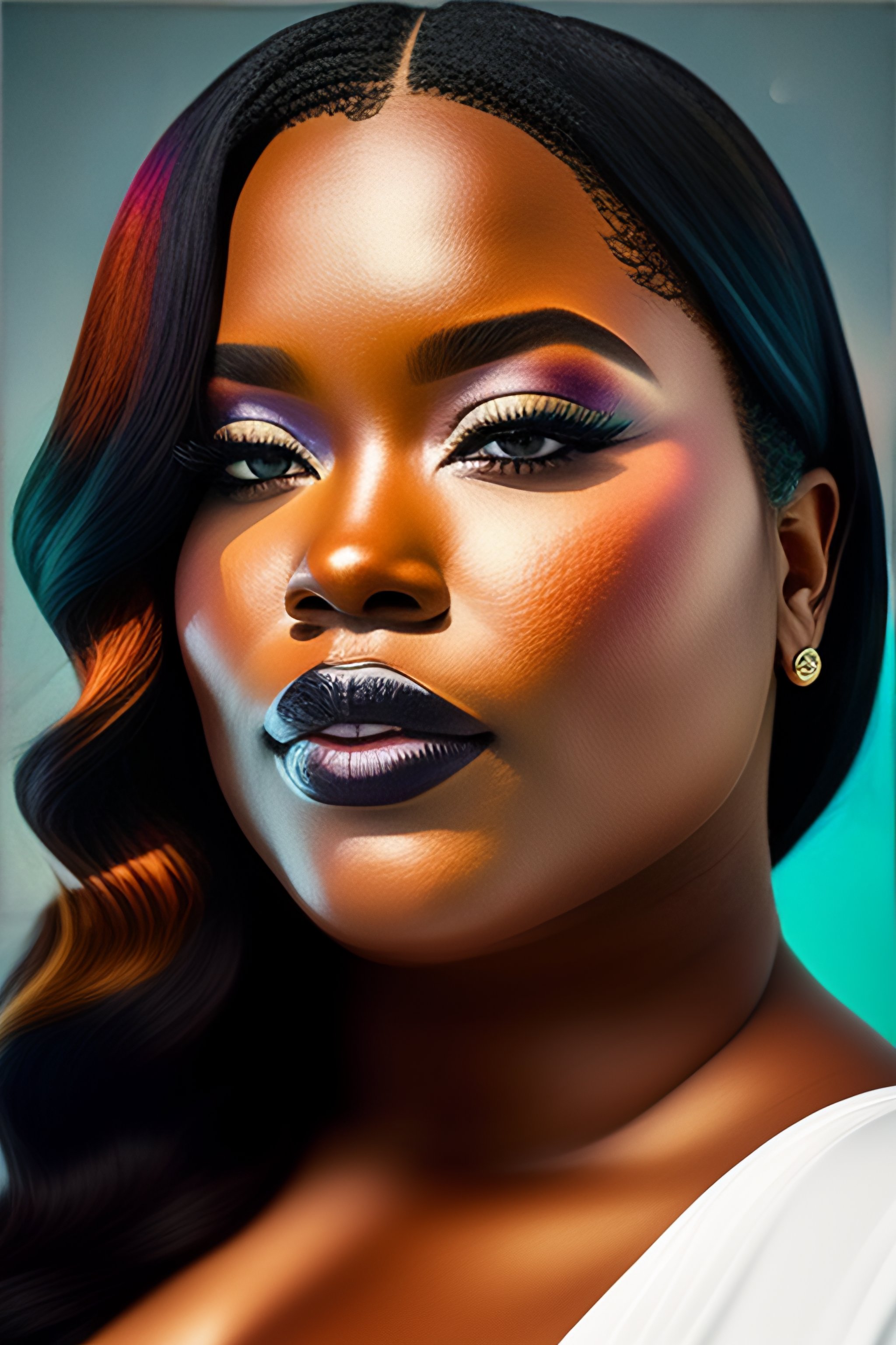 Lexica - Plus size model white skin woman rainbow random skin race