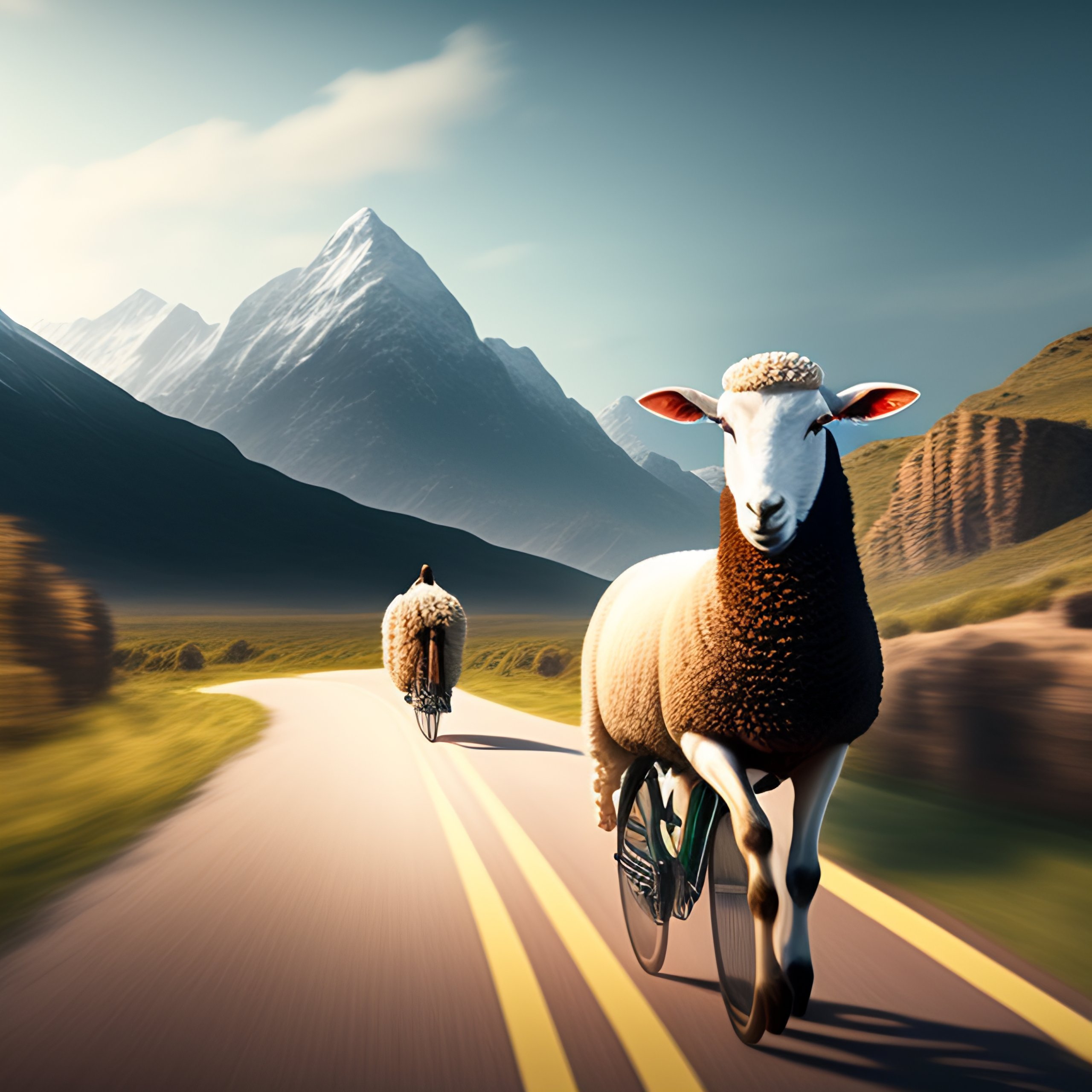 Lexica - Jesus christ riding a racing bike with a sheep in bike's ...
