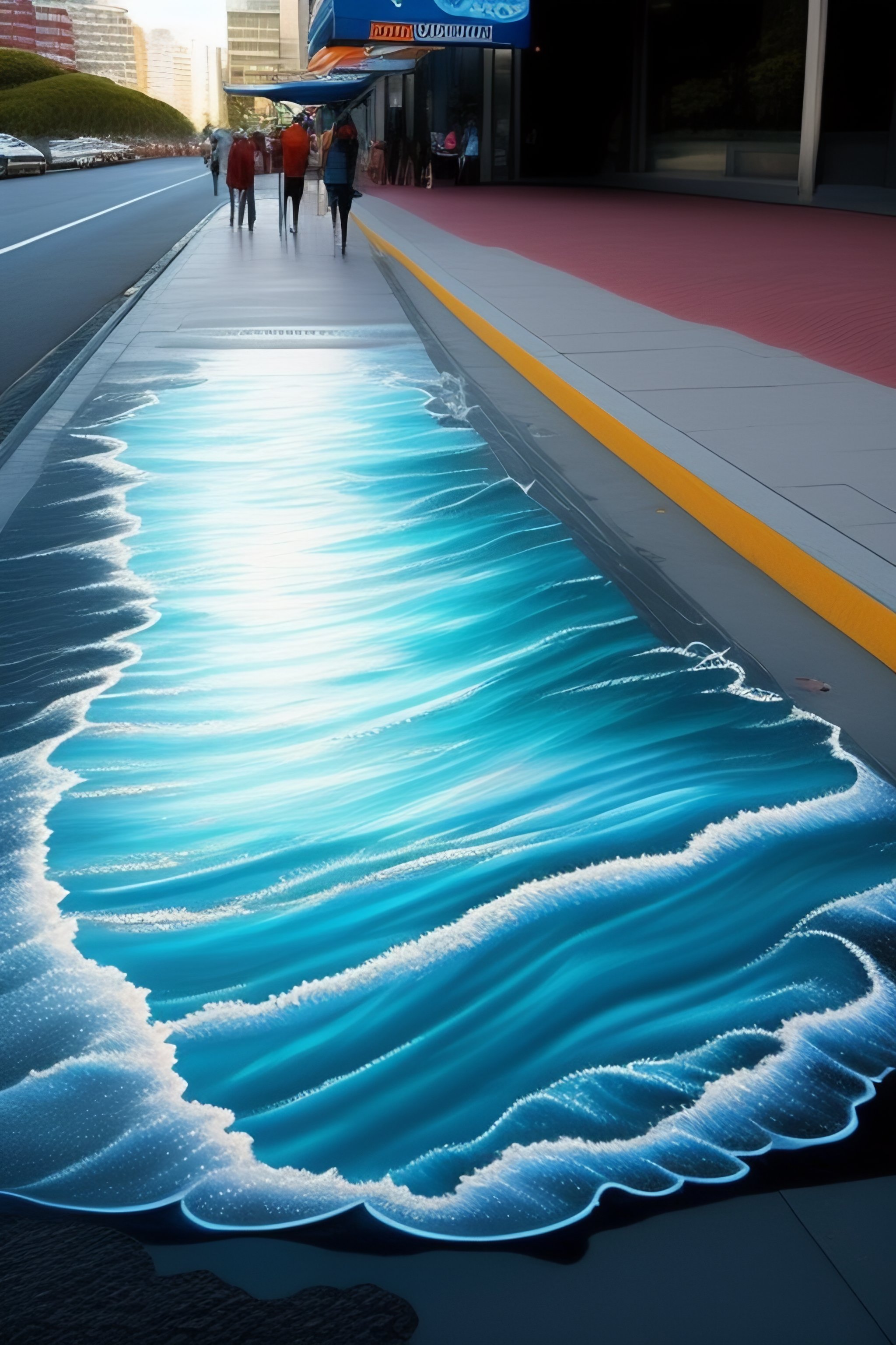 Lexica - Ocean street art on floor, graffit