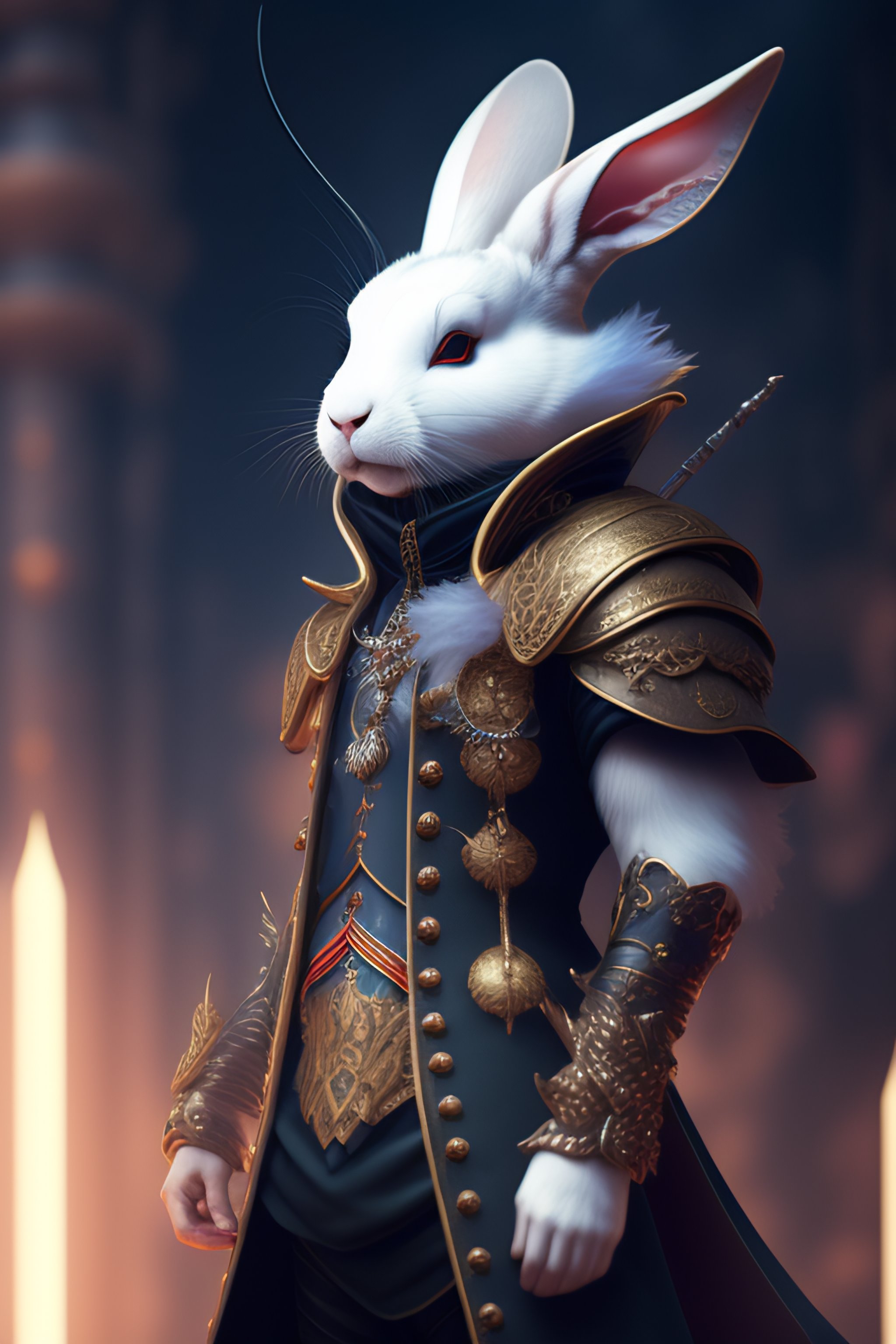 Lexica - An anthropomorphic white rabbit male wizard dressed as a punk ...