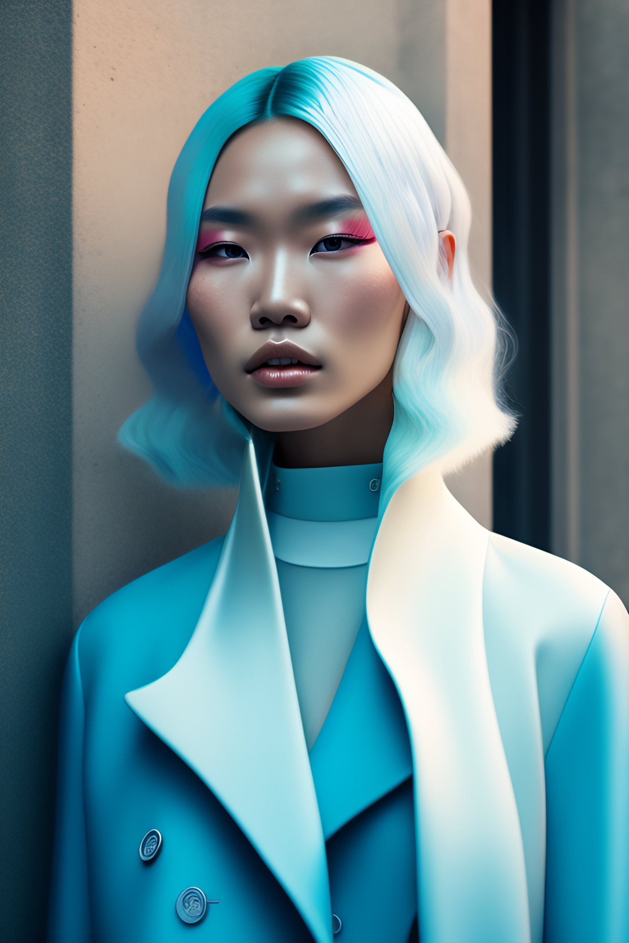 Lexica - Portrait of haute couture beautiful albino asian fashion model ...