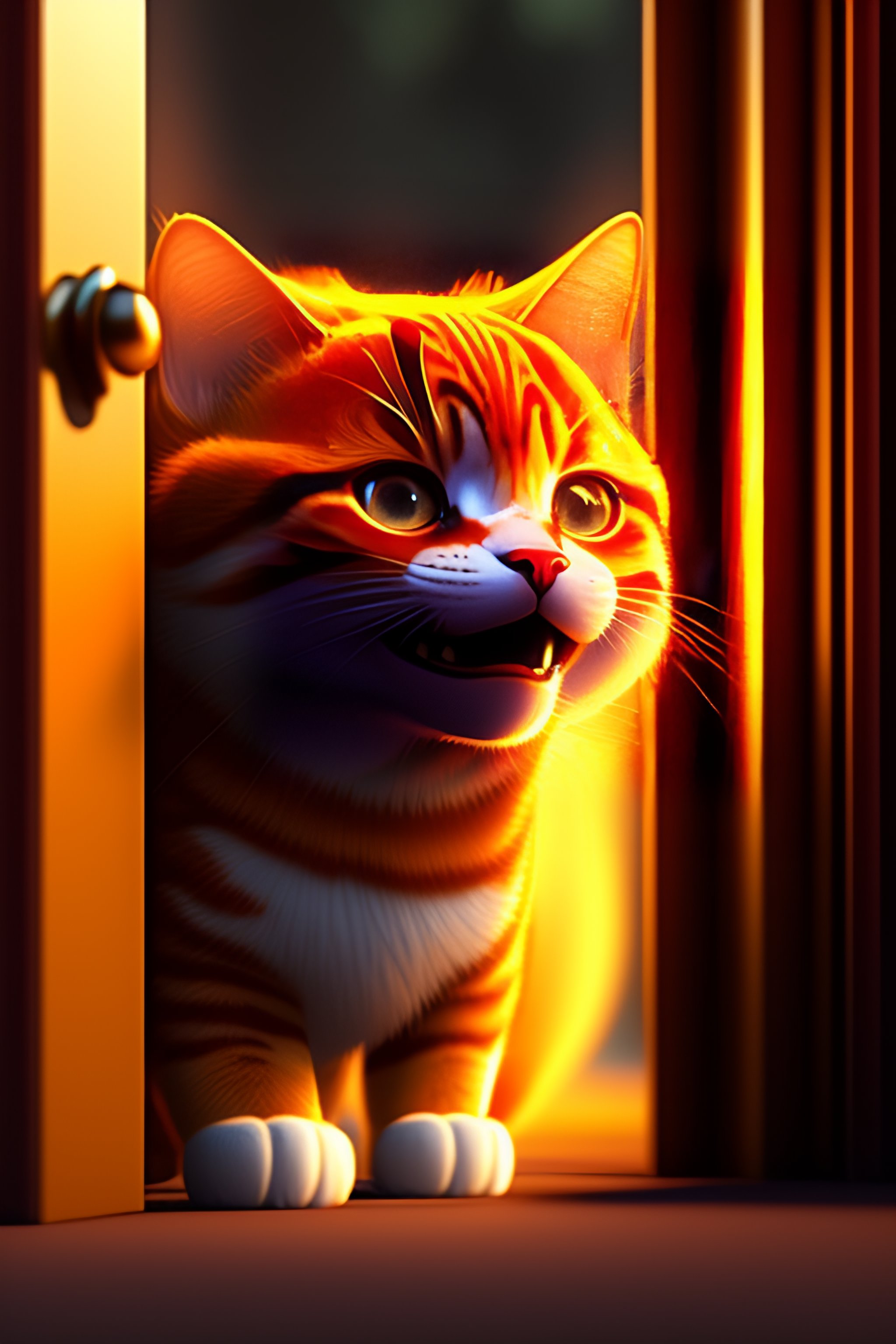 Lexica - Orang fury cat, long hai short legs, pixar style, moor cartoon ...