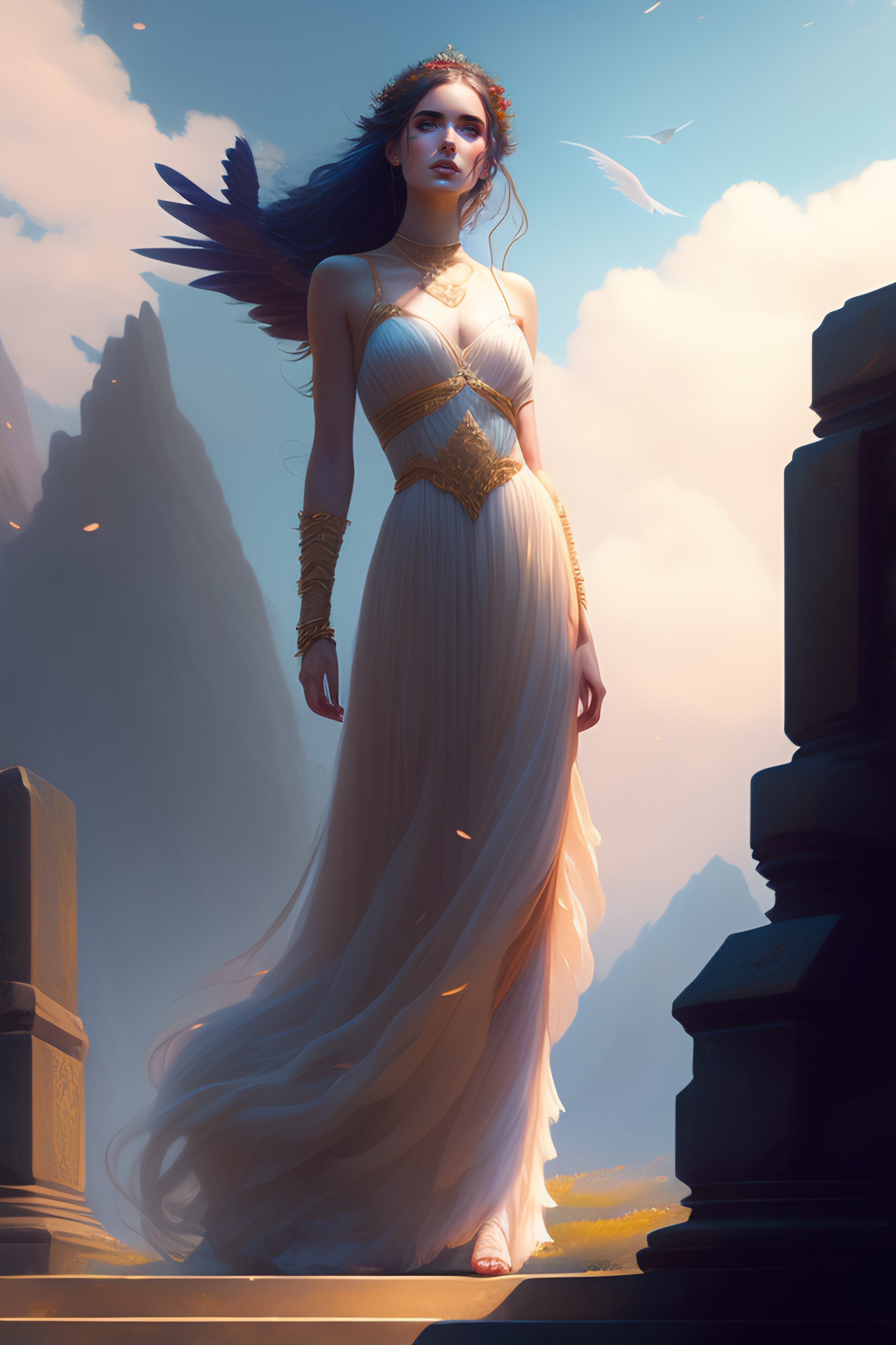 Lexica - Highly detailed full body of Lily Collins as a Eurydice Greek ...