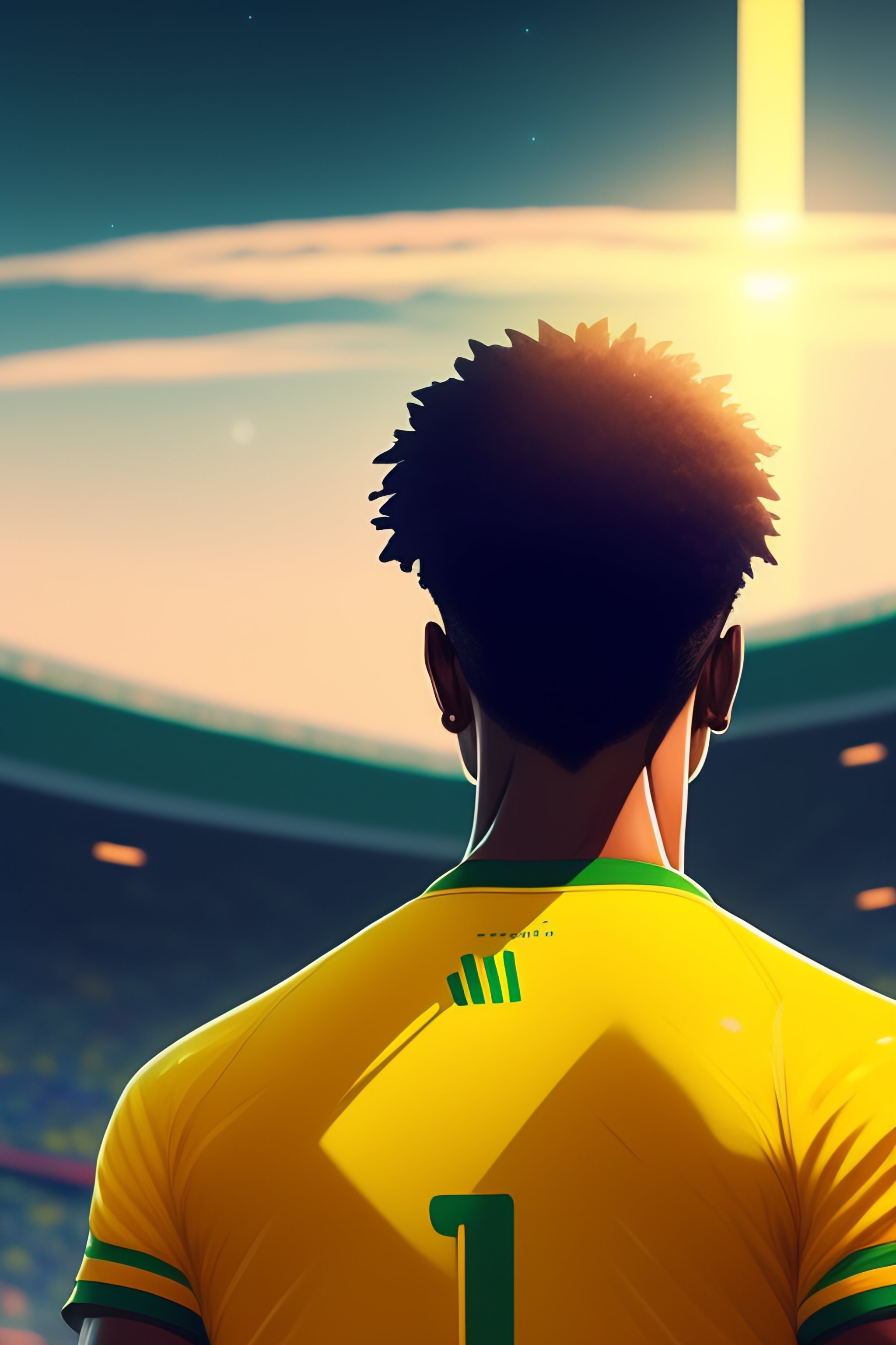 Lexica - Back of a Brazil Footballer wearing 10 yellow brazil team ...