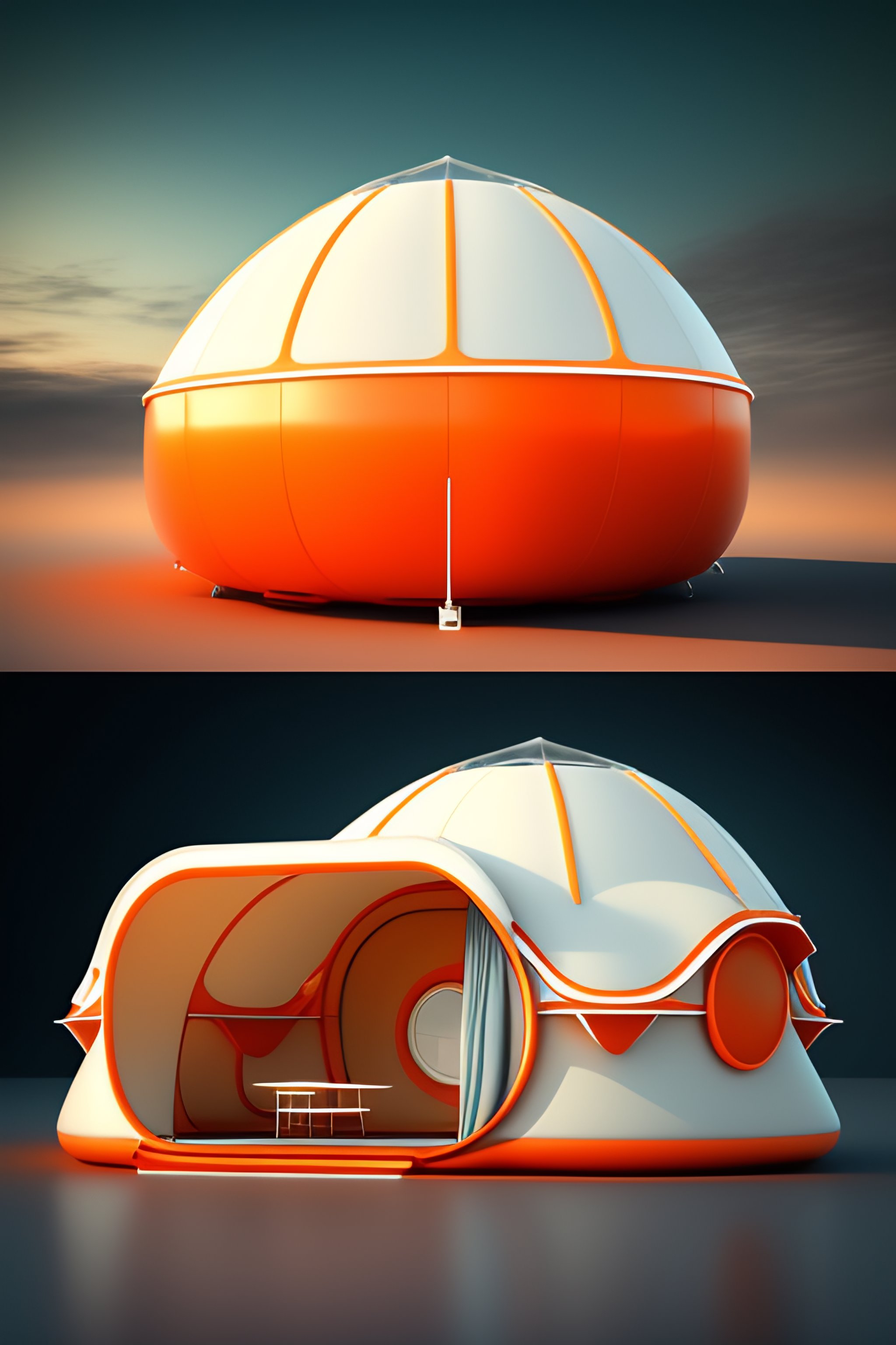 Lexica - Vintage design of inflatable tent camping, a futuristic tent that sets up immediately ...