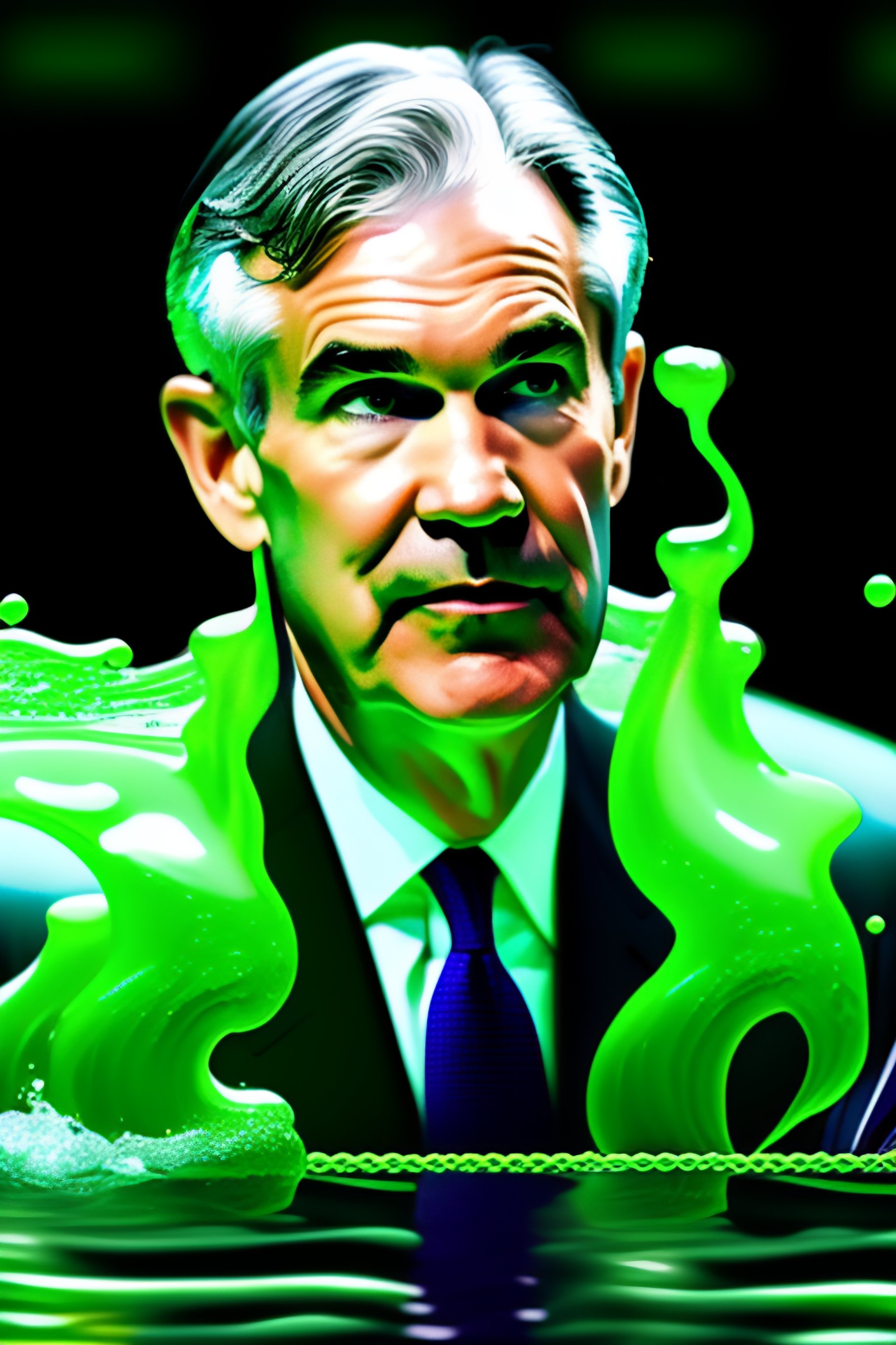 Lexica - Jerome Powell swimming in green slime river