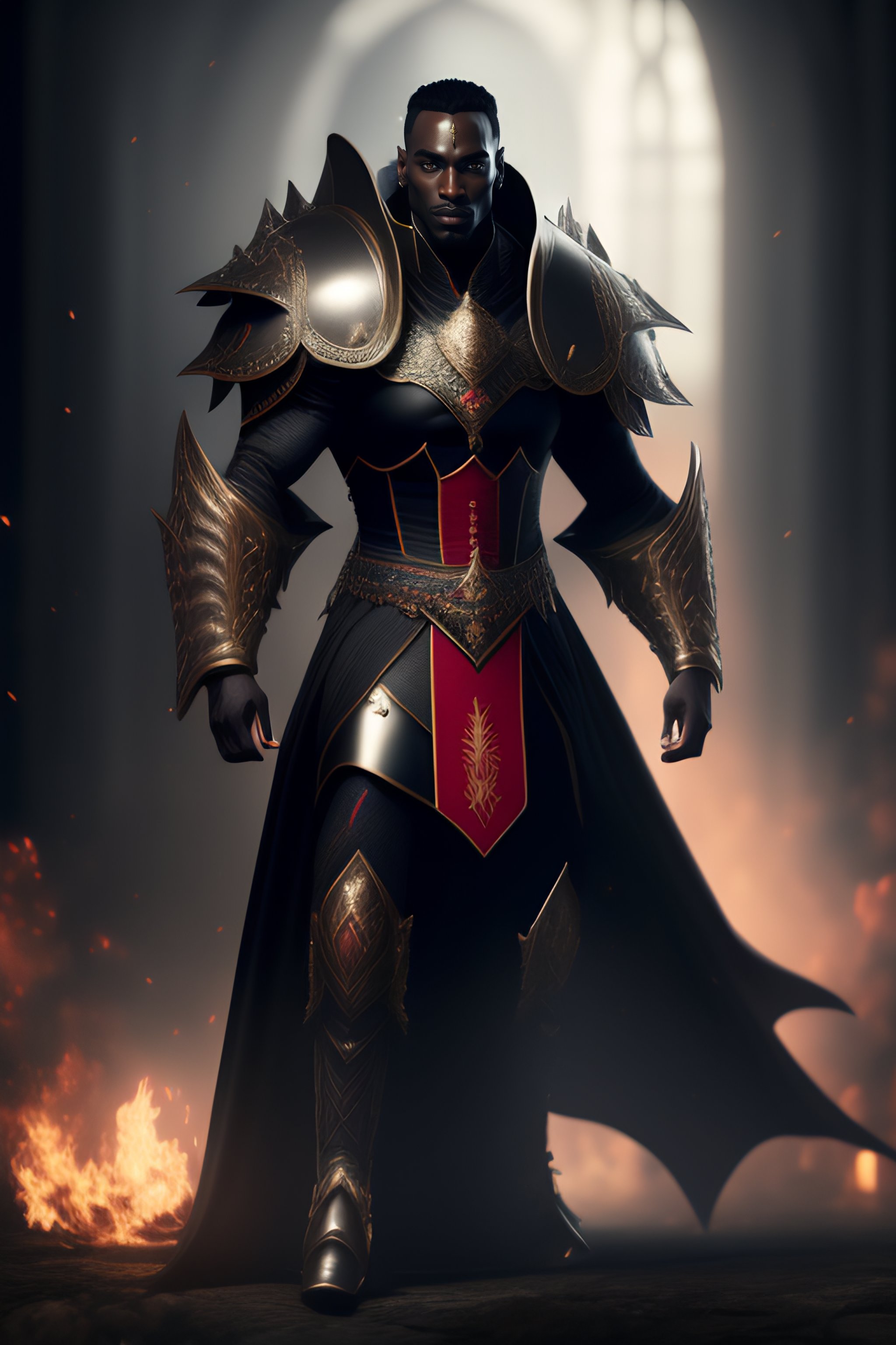 Lexica - Dark Armored,Black skin,dracula,realistic, 4k, full body,long air