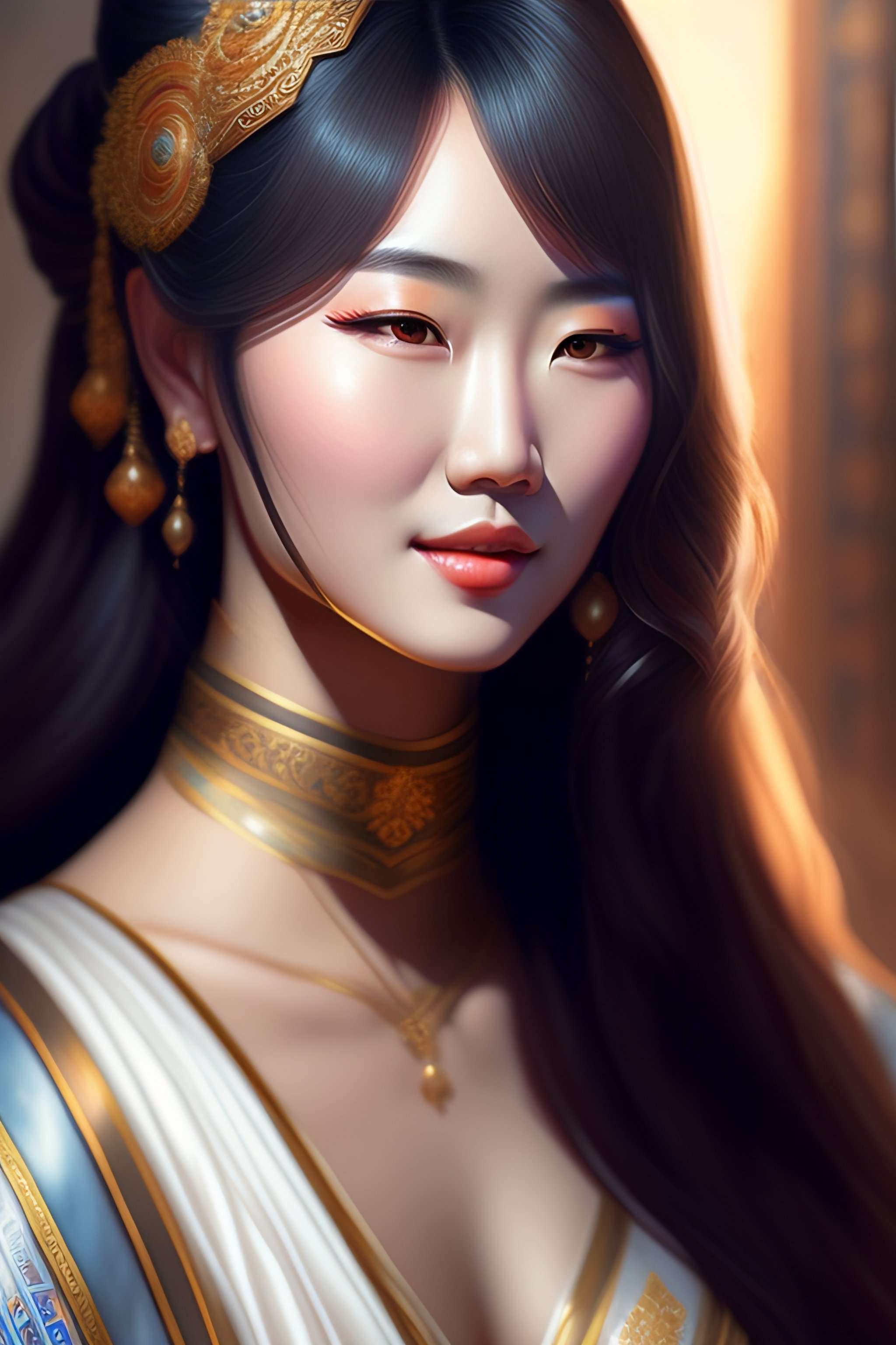 Lexica - Detailed portrait of korean goddess, high detailed paiting by ...
