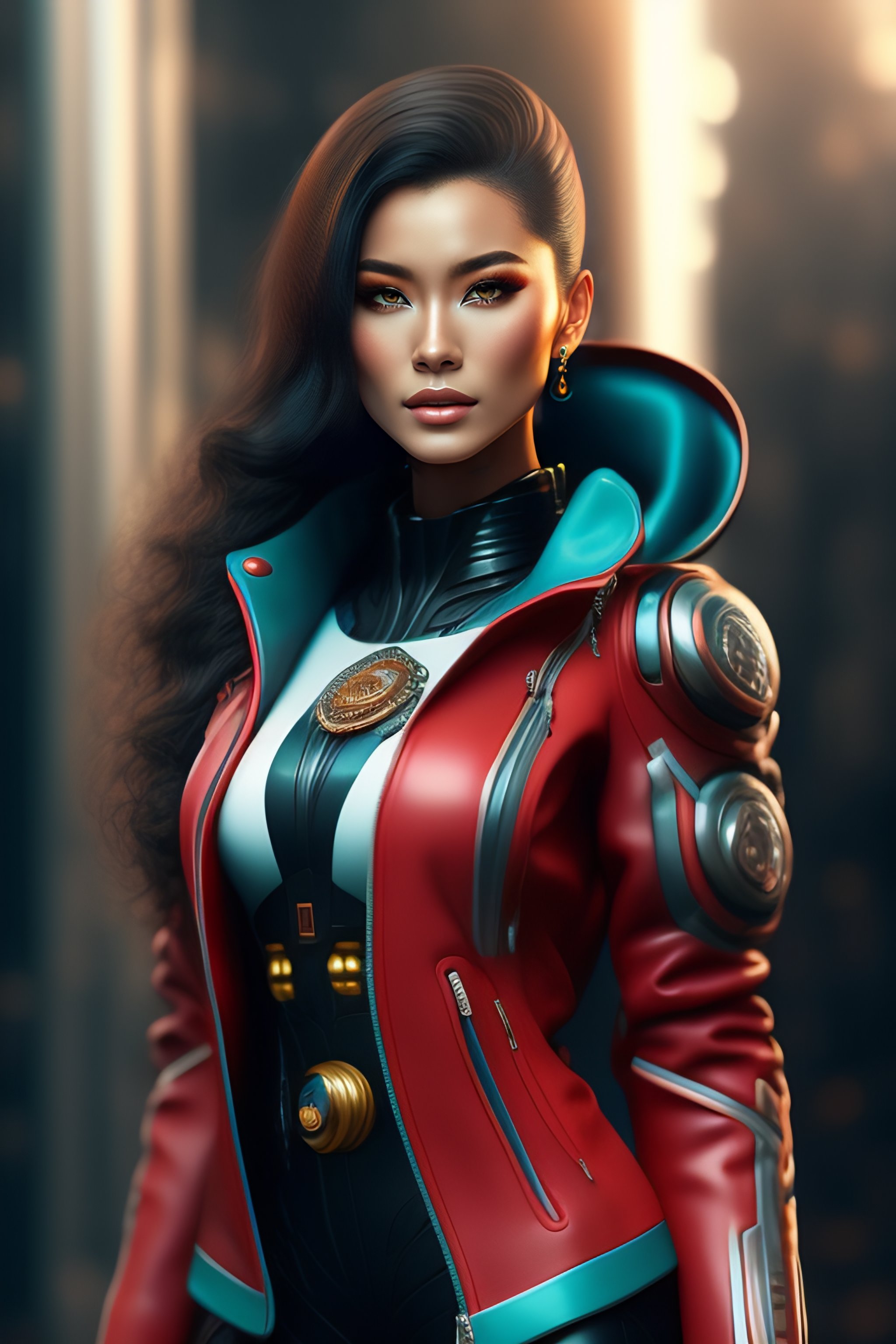 Lexica - Highly detailed muscular robot girl with modern style wearing ...