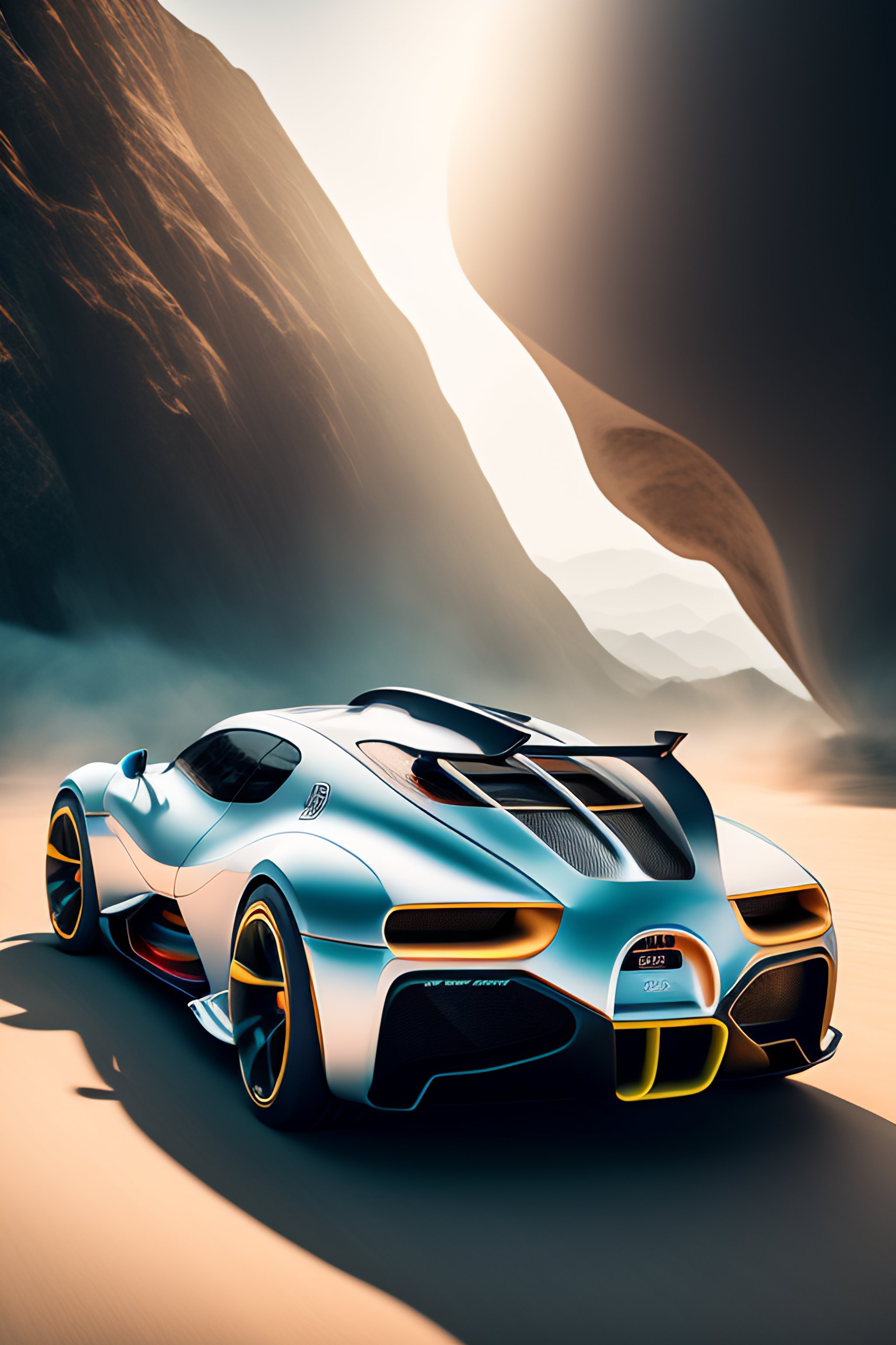 Lexica - Surrealistic, bugatti Hero, central, matte white, 8k, vintage