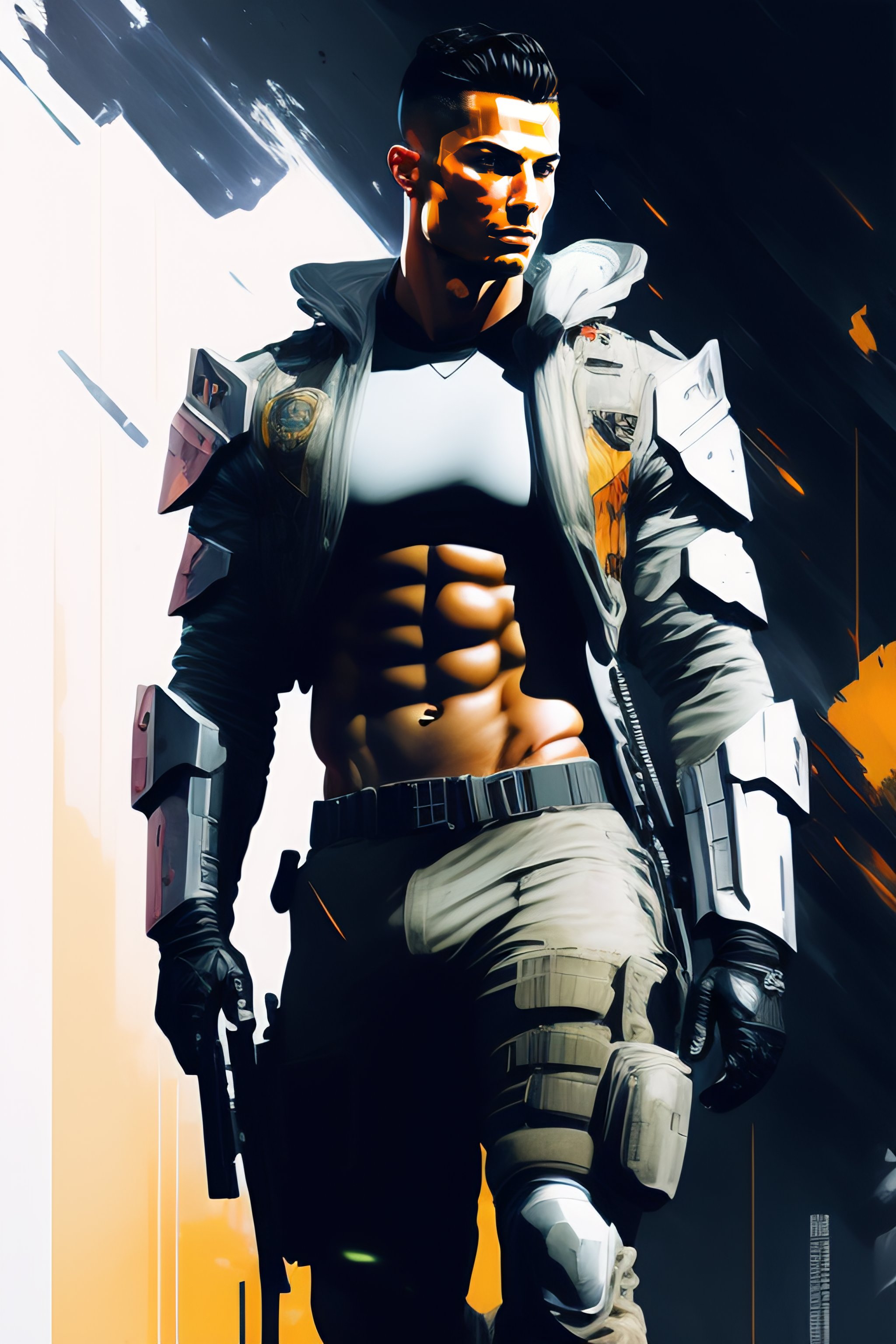 Lexica - Cristiano ronaldo wearing metal gear armor holding gun ...