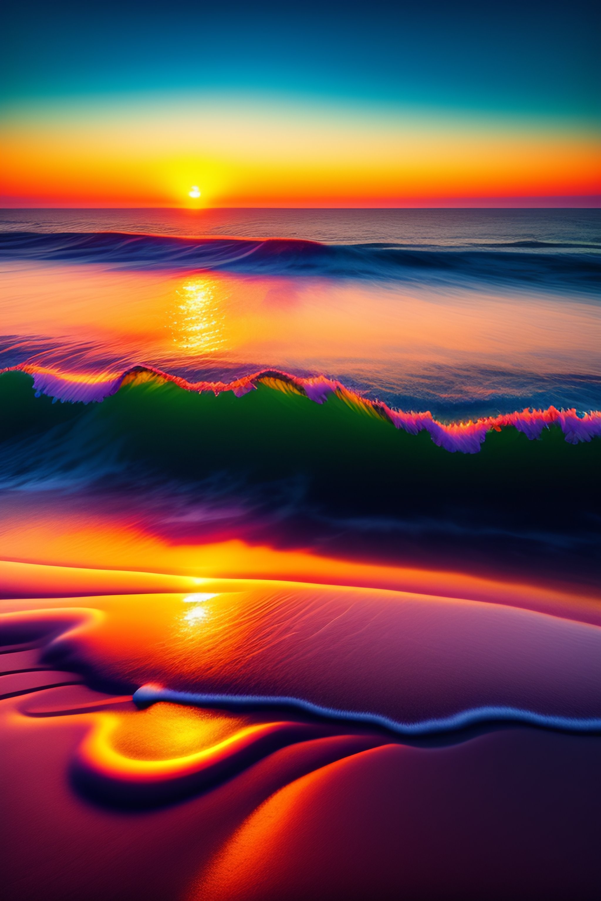 Lexica - Sunset in vibrant ocean, award winning nature photography ...