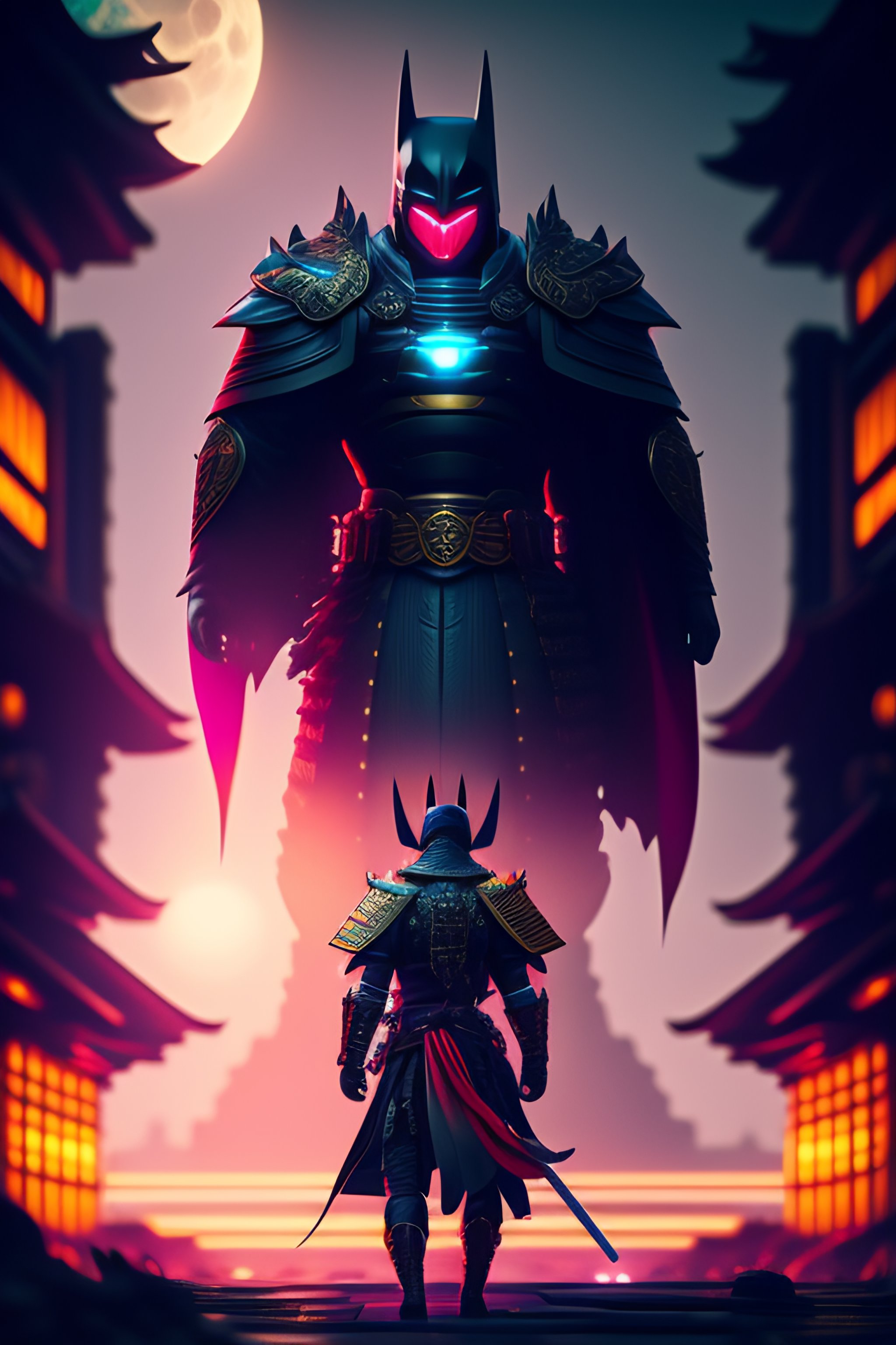 Lexica - Samurai batman cyborg, cyberpunk, tokio, big moon, highly ...