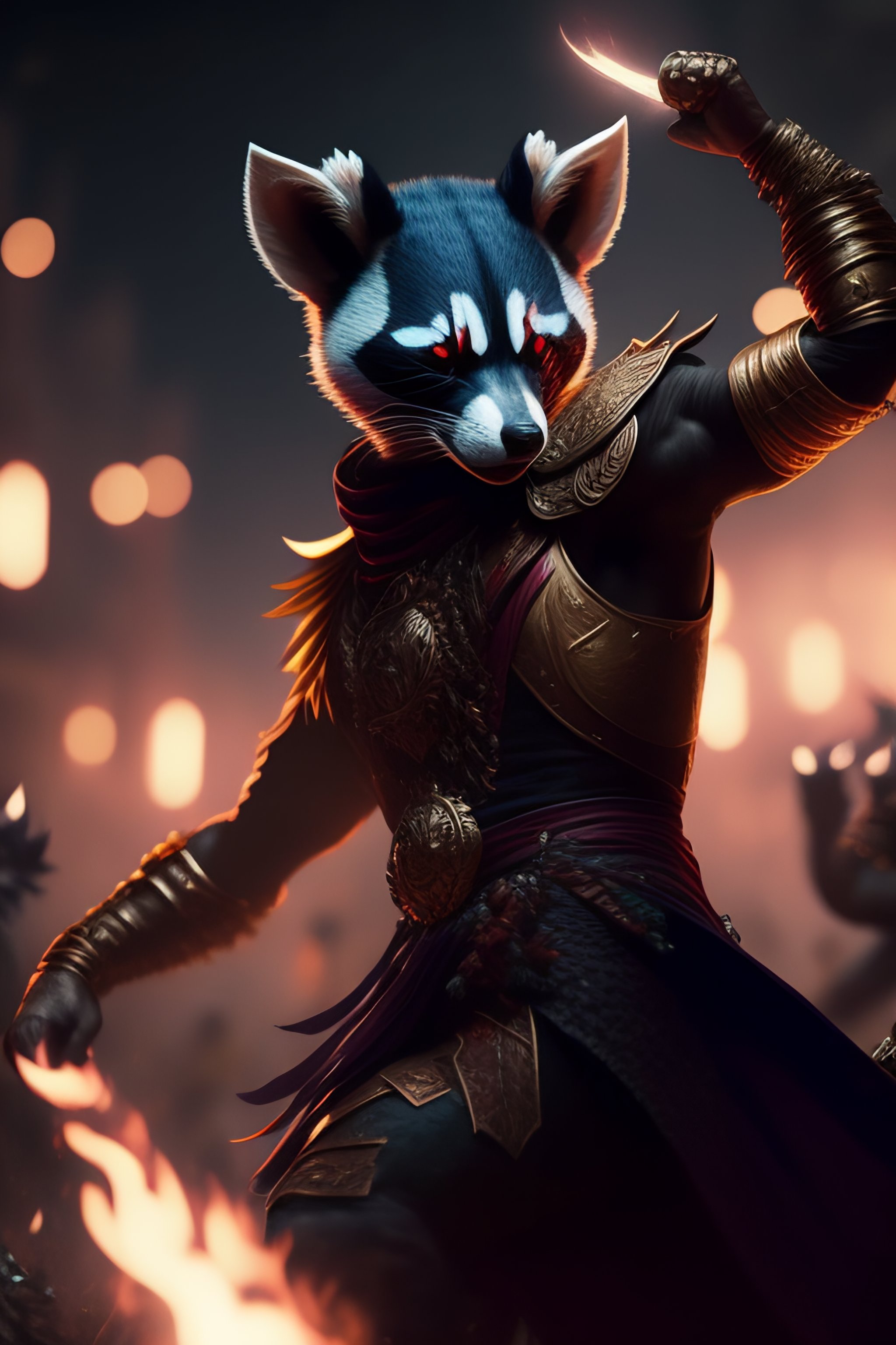 Lexica - Iron racoon dancing the thousands hands dance, in front of the ...