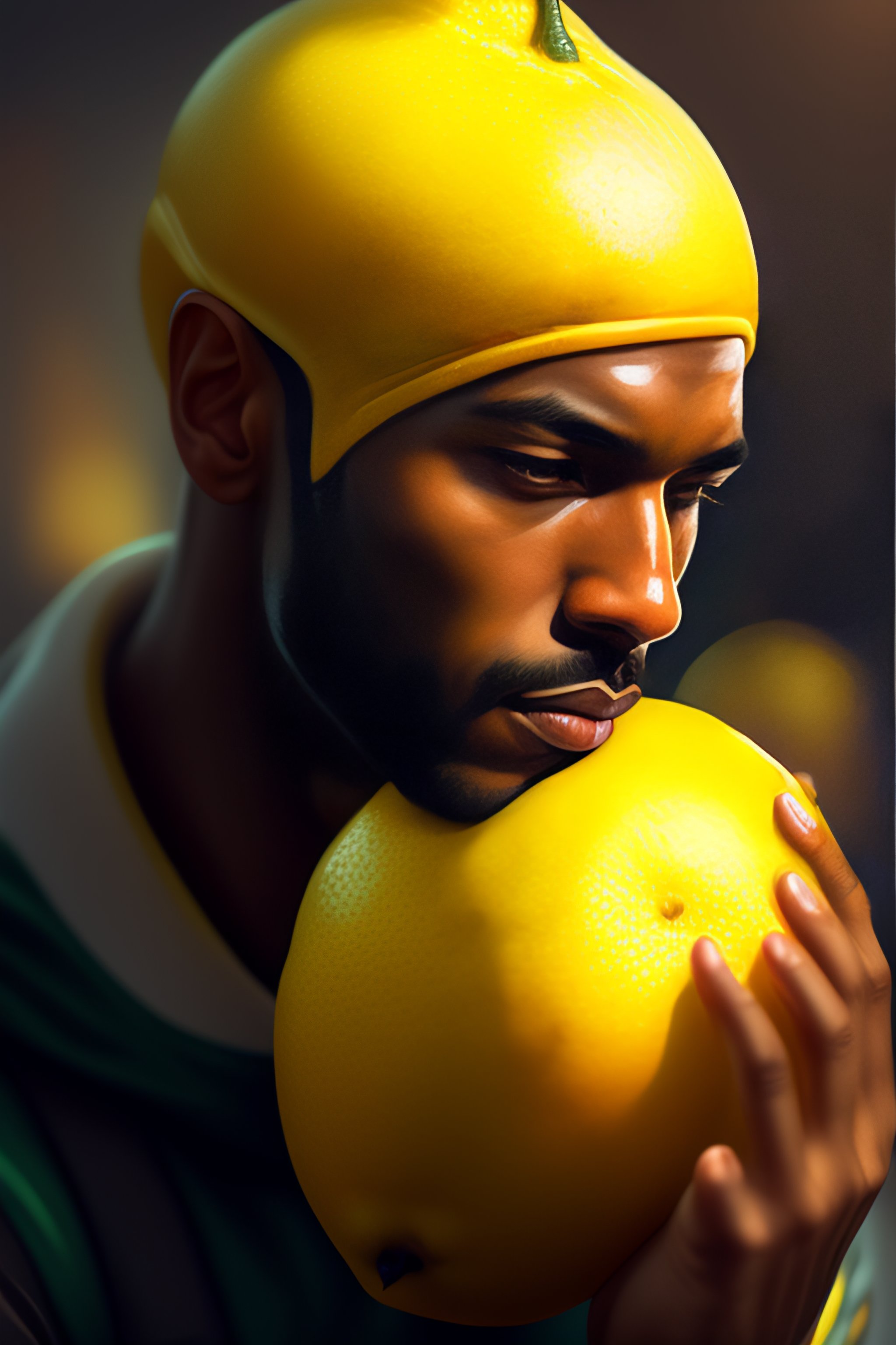 Lexica - A guy thinking in a lemon, hd, detailed, artstation