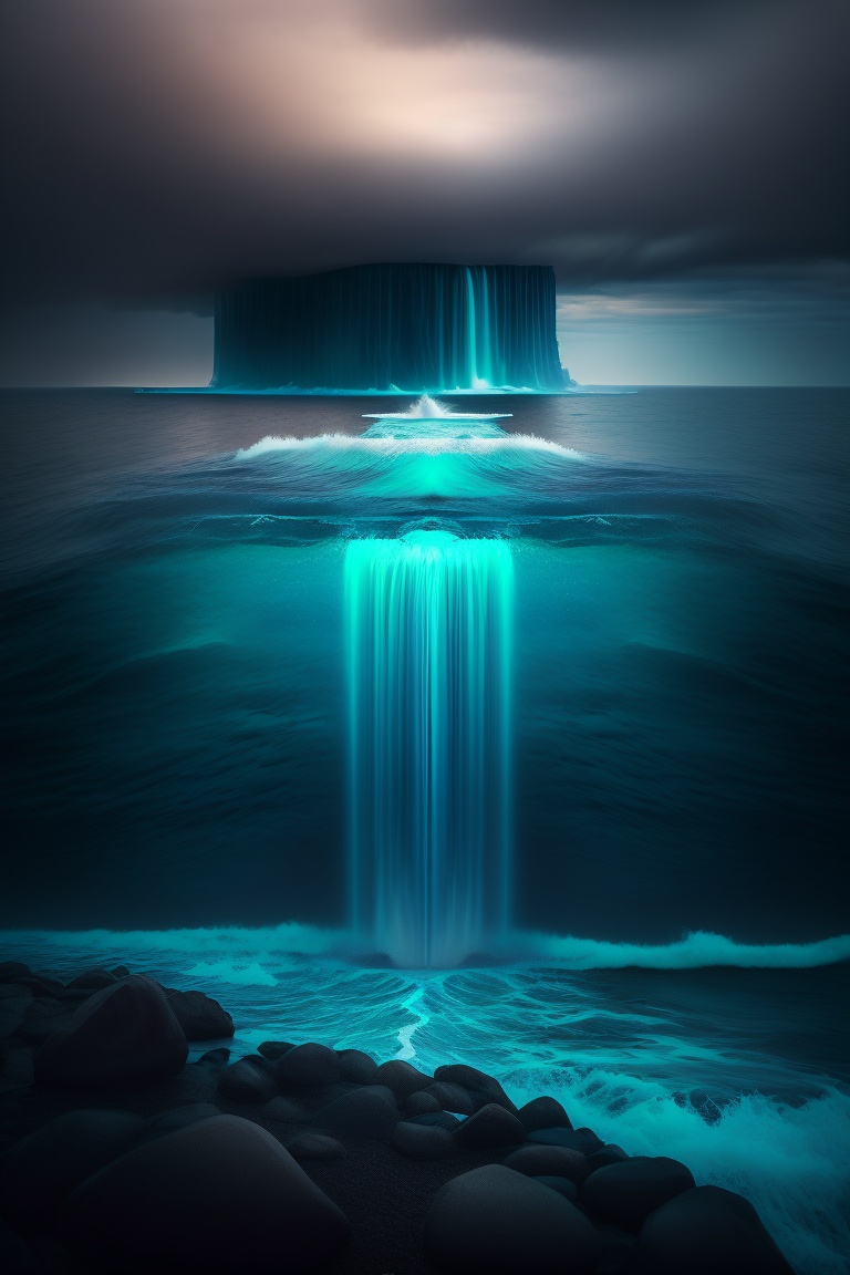 Lexica - A iceland ,scene raining dark in the middle of ocean