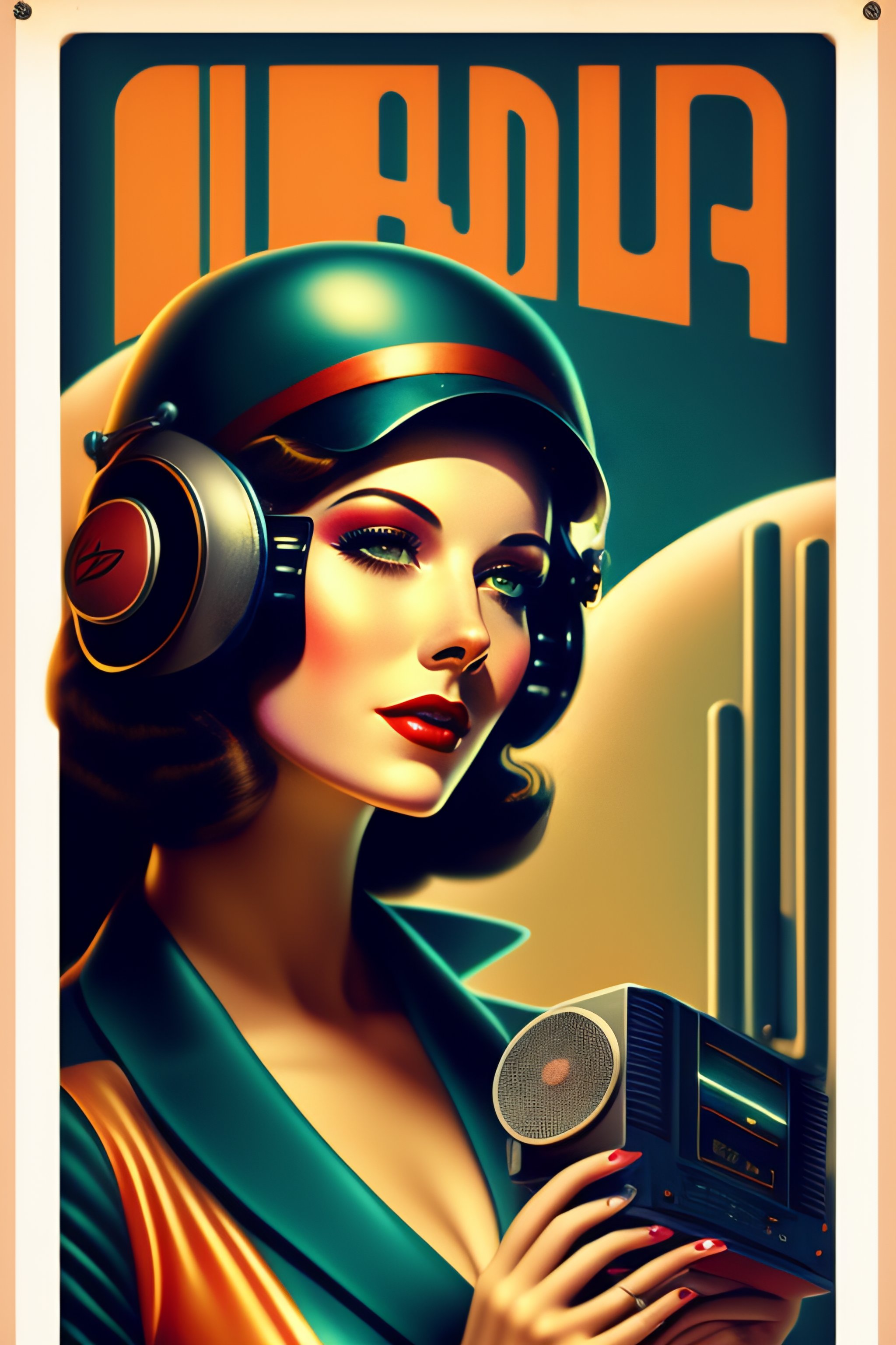 Lexica - Futuristic Vintage Medium Shot 1920's Poster with Cyberpunk ...