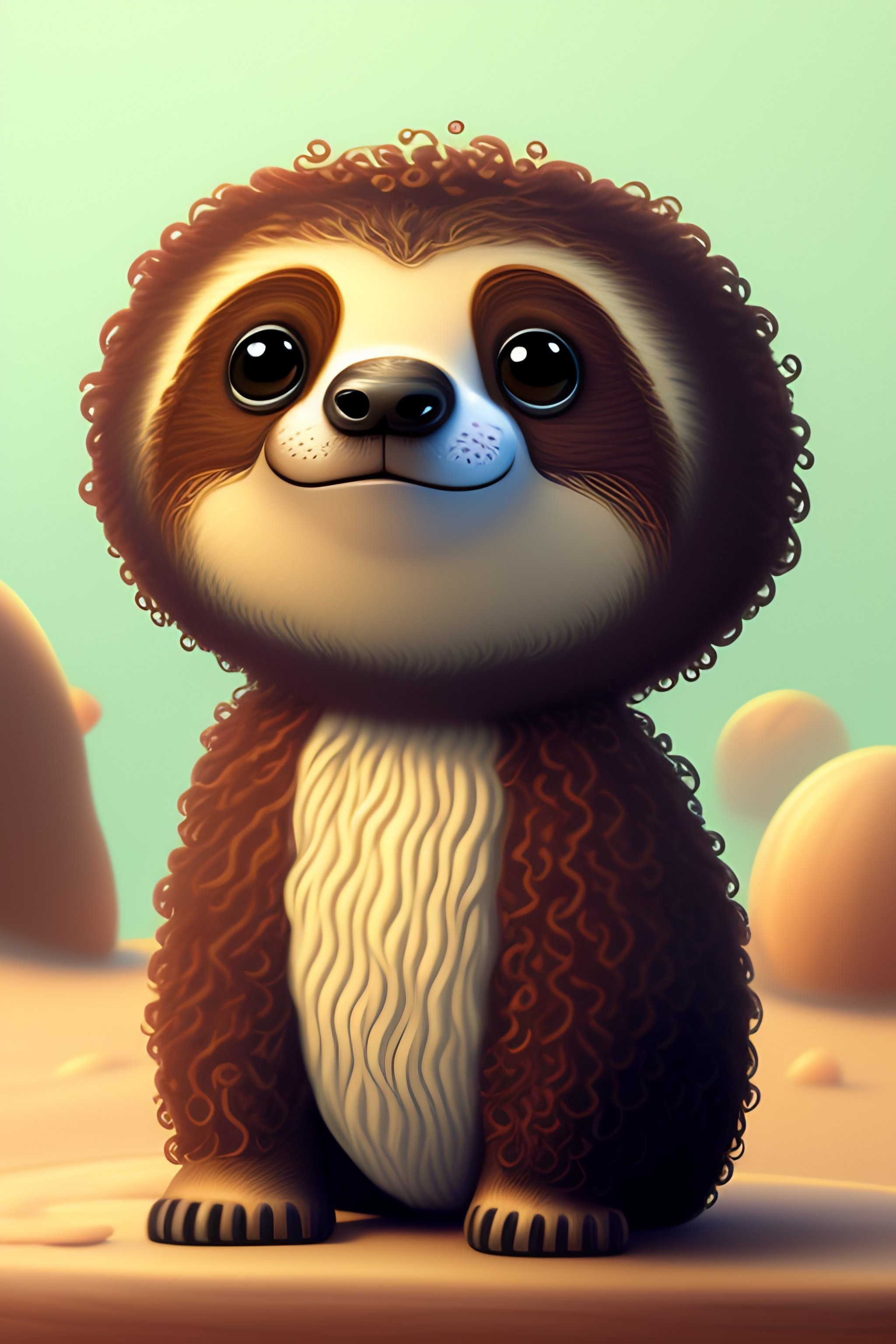 Lexica - Curly hair sloth cartoon