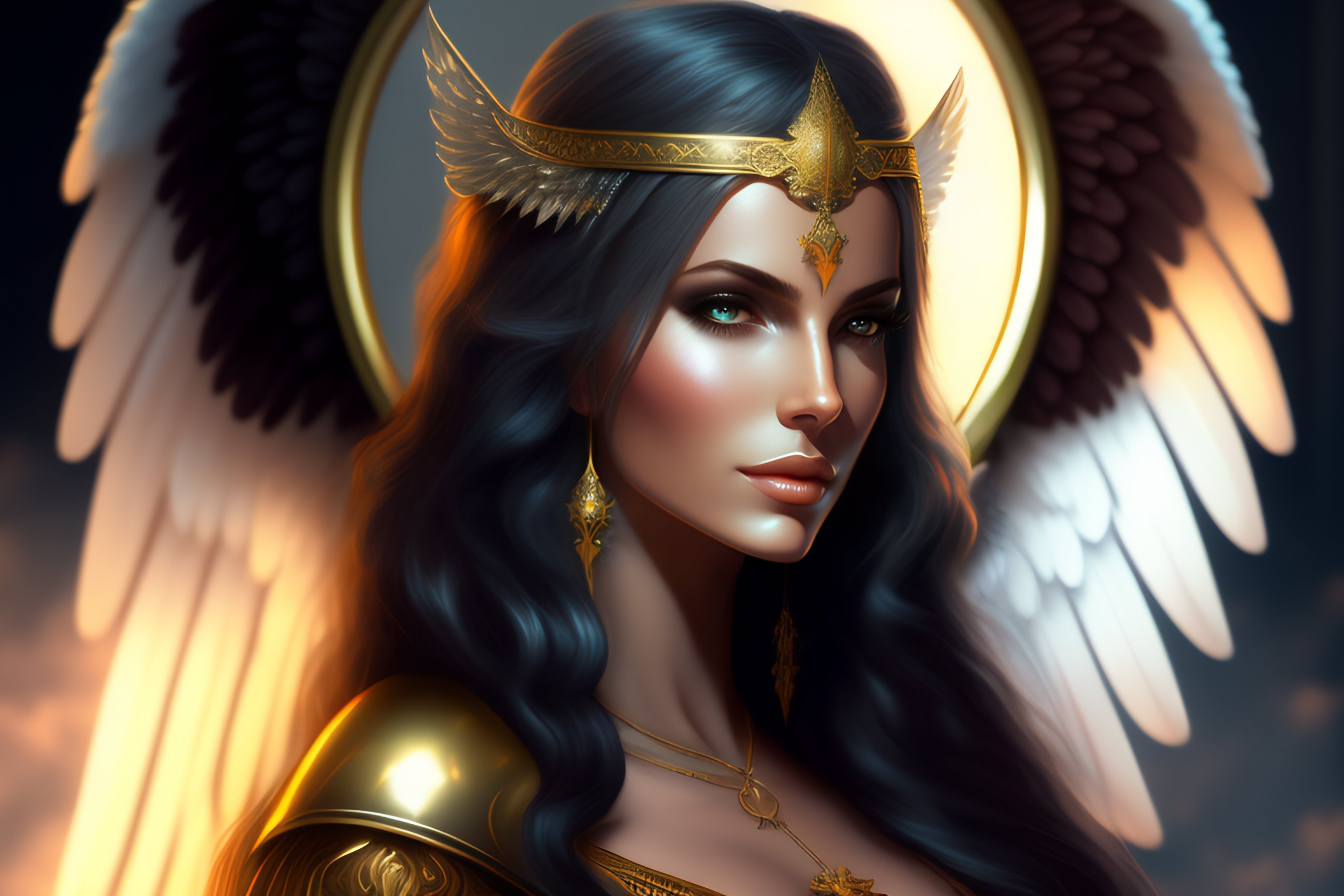 Lexica - A angel gothic saint, goddess woman with mirror , metallic ...