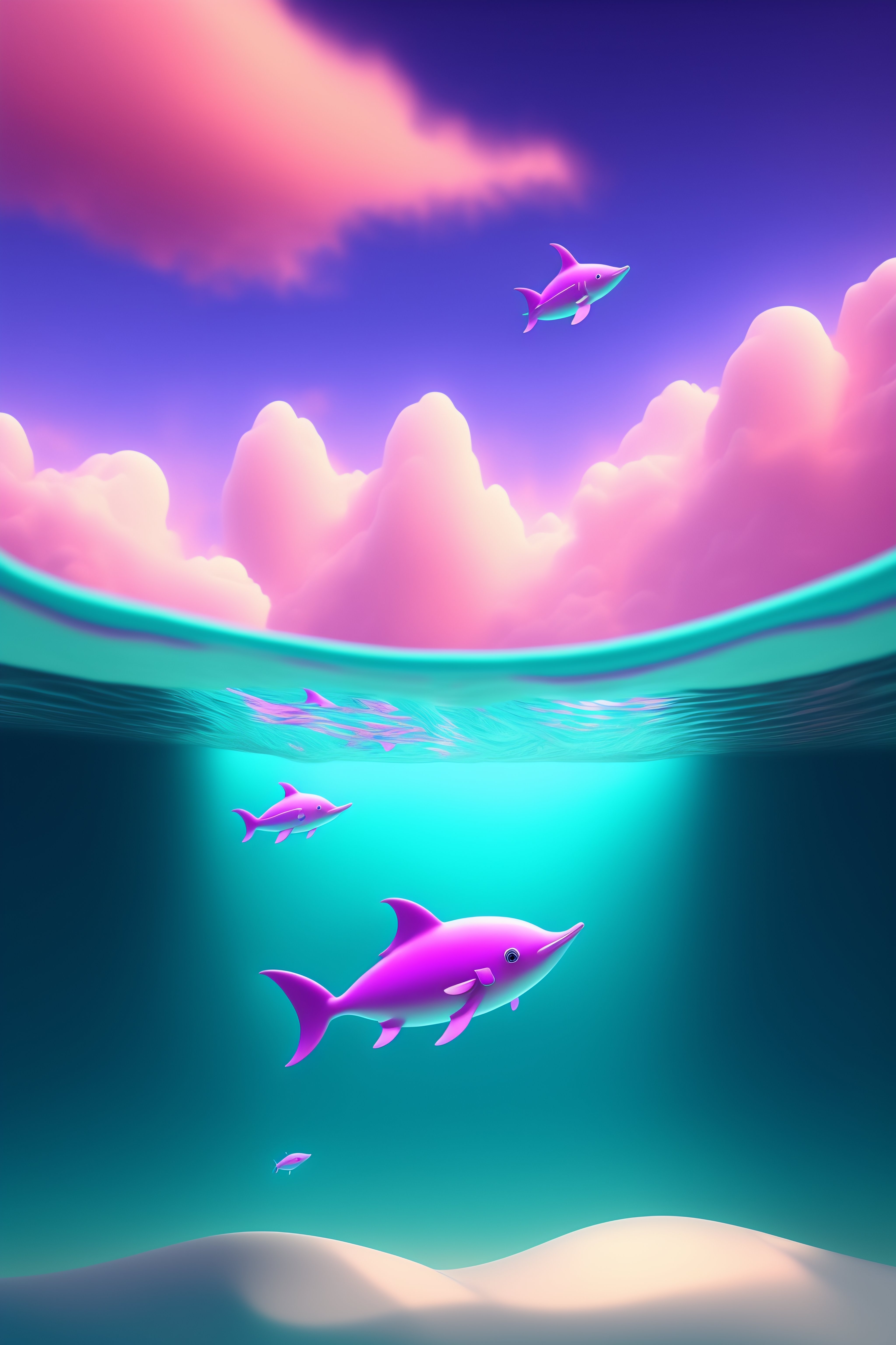 Lexica - Cute and adorable pink dolphin cartoon at amazon river ...