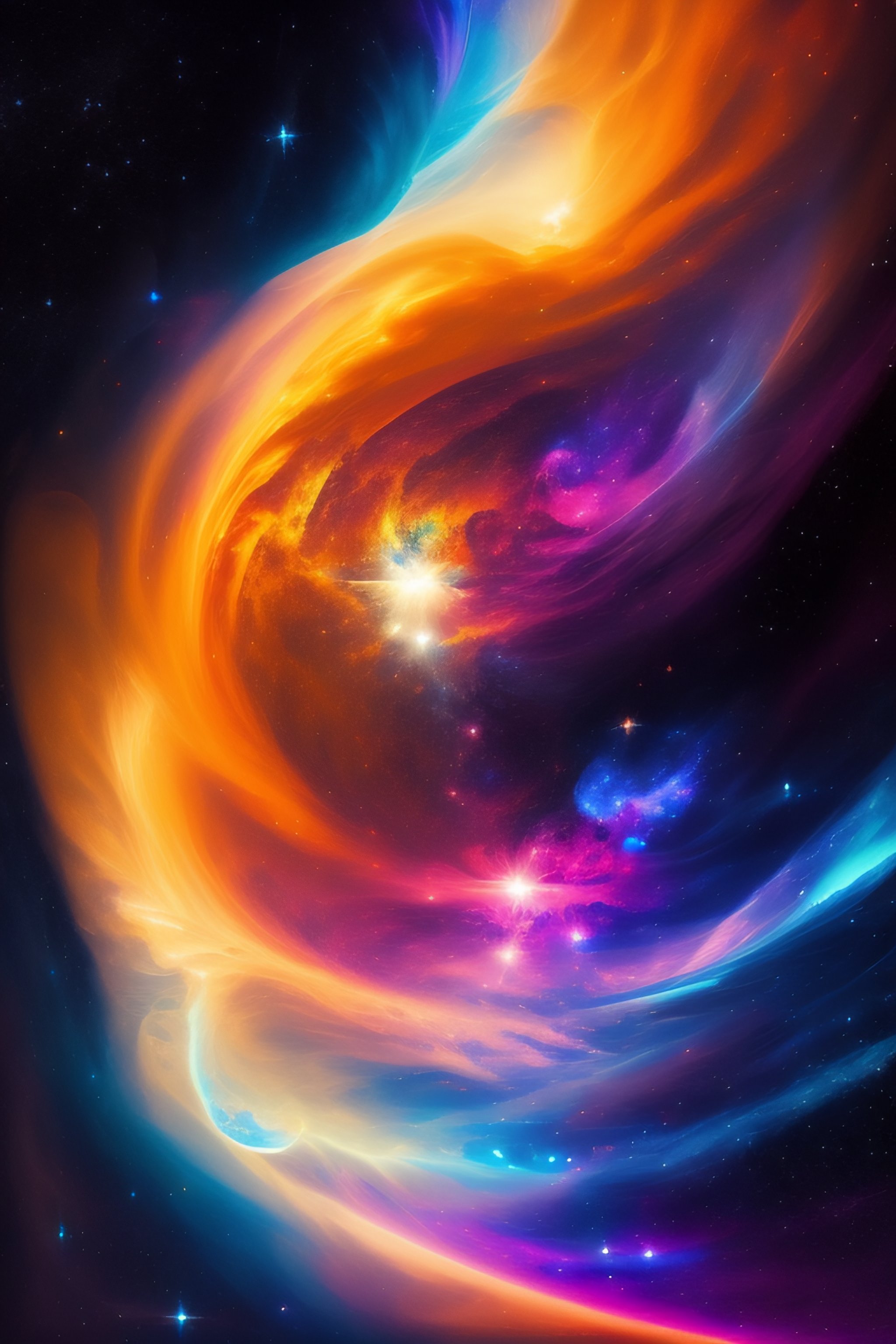 Lexica - Space nebula with stars drawing triangles
