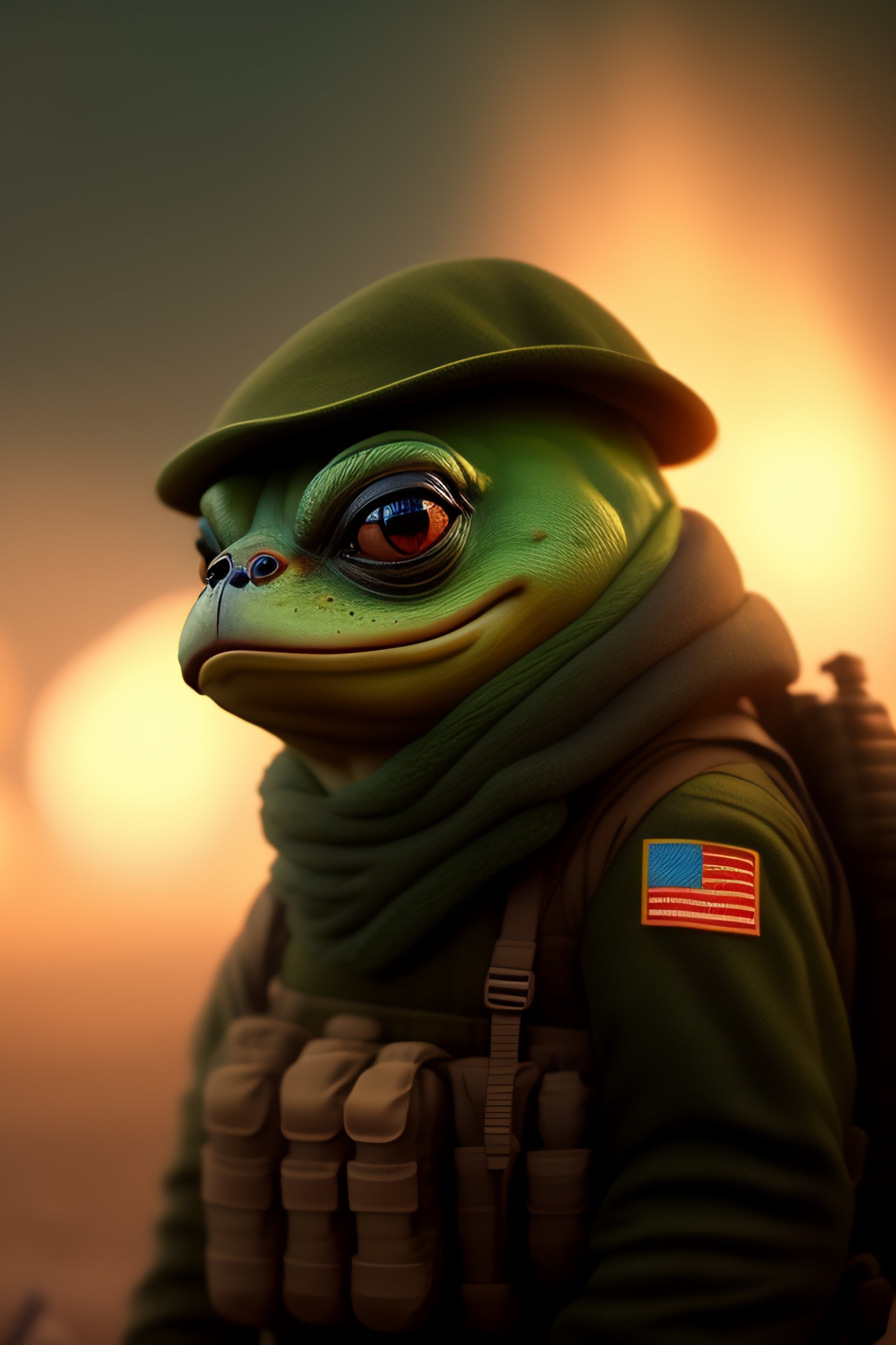 Lexica - An exhausted pepe the frog at the frontlines in the army at ...