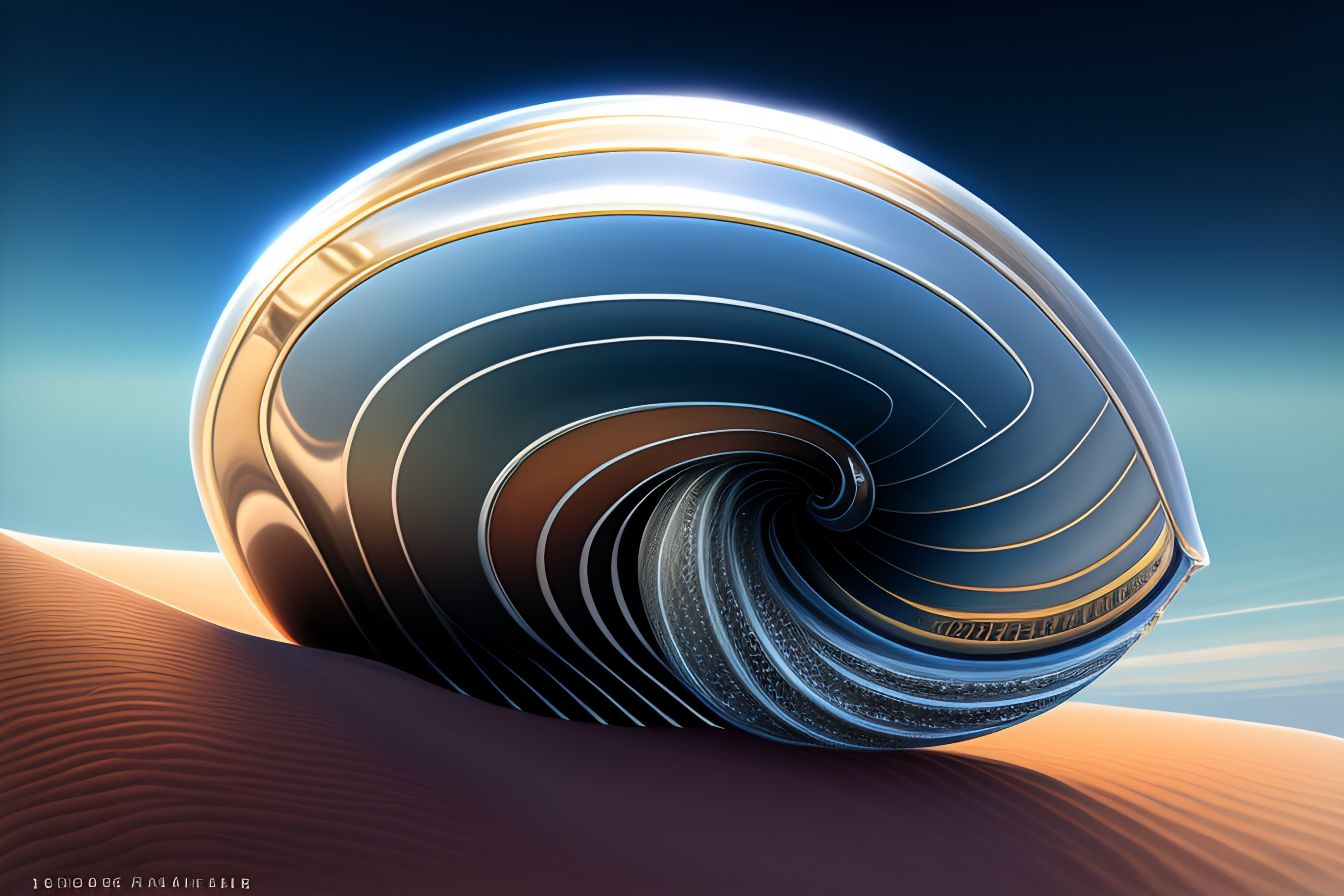 Lexica - Silver nautilus sea shell spaceship, digital painting
