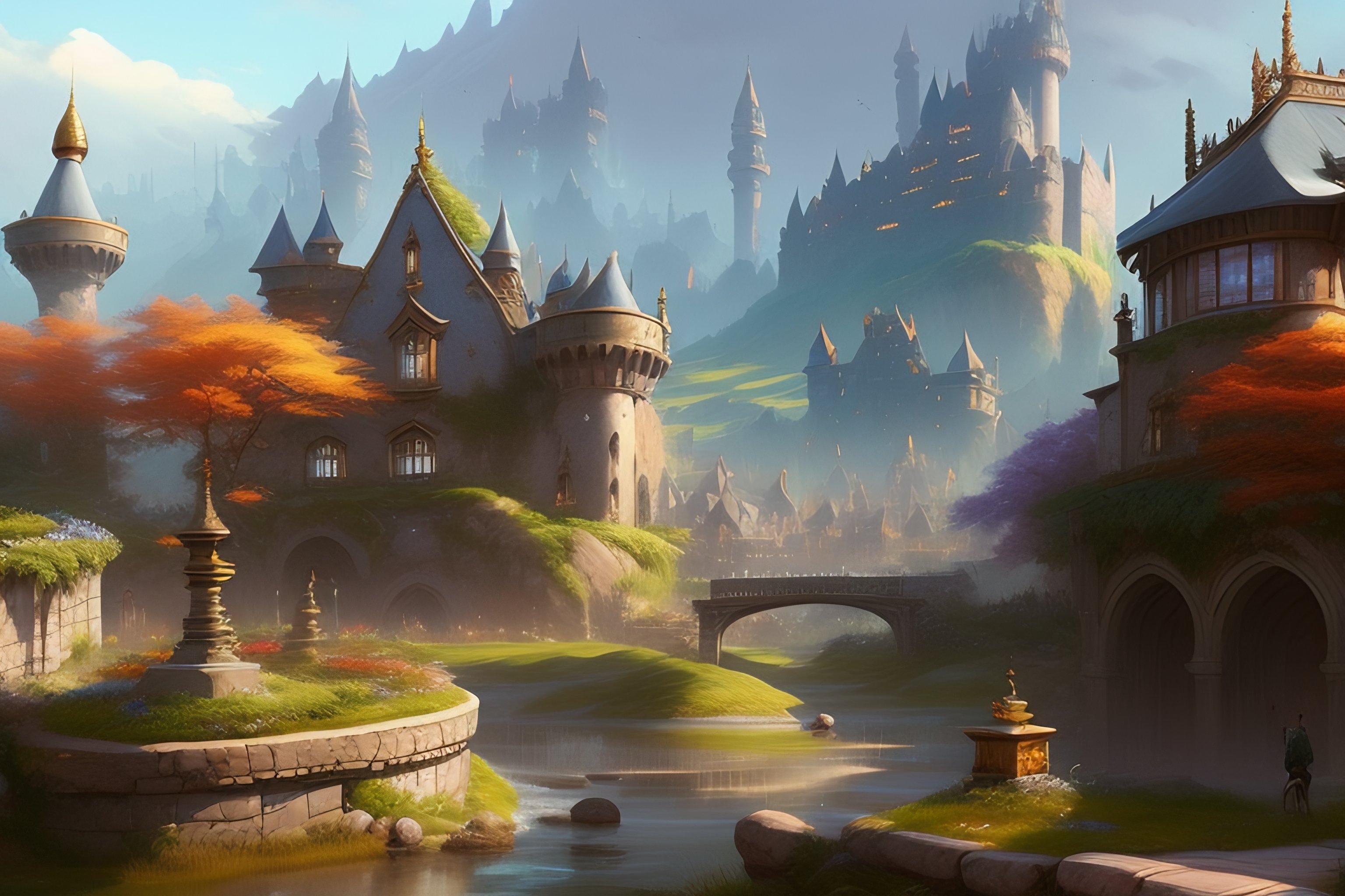 Lexica - Epic view, wide angle, elegant fantasy capital city, in the ...