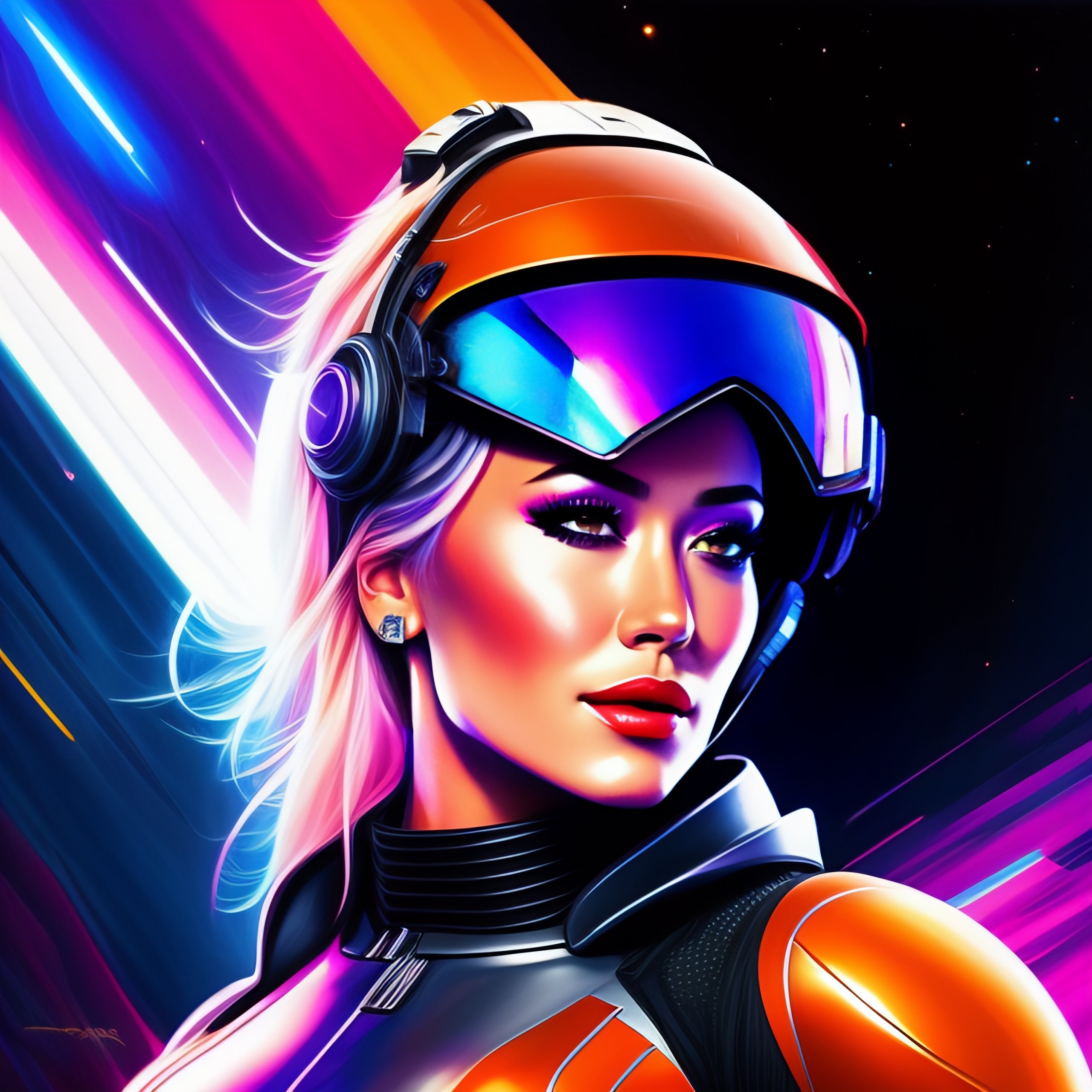 Lexica - Hillary Duff as spacefighter cyborg ,style of Mark Brooks ...