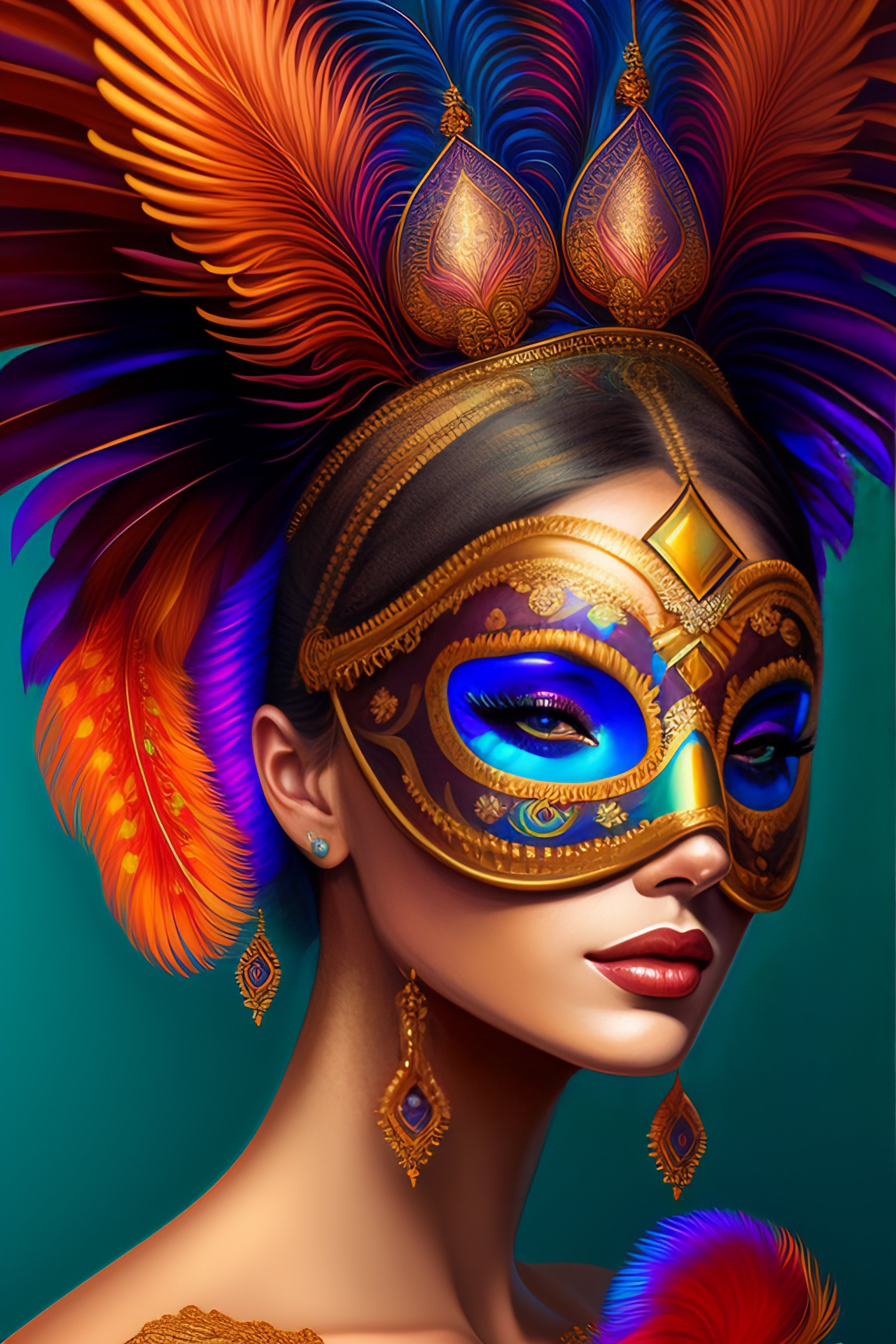 Lexica - Centered detailed portrait of a masked woman wearing a ...