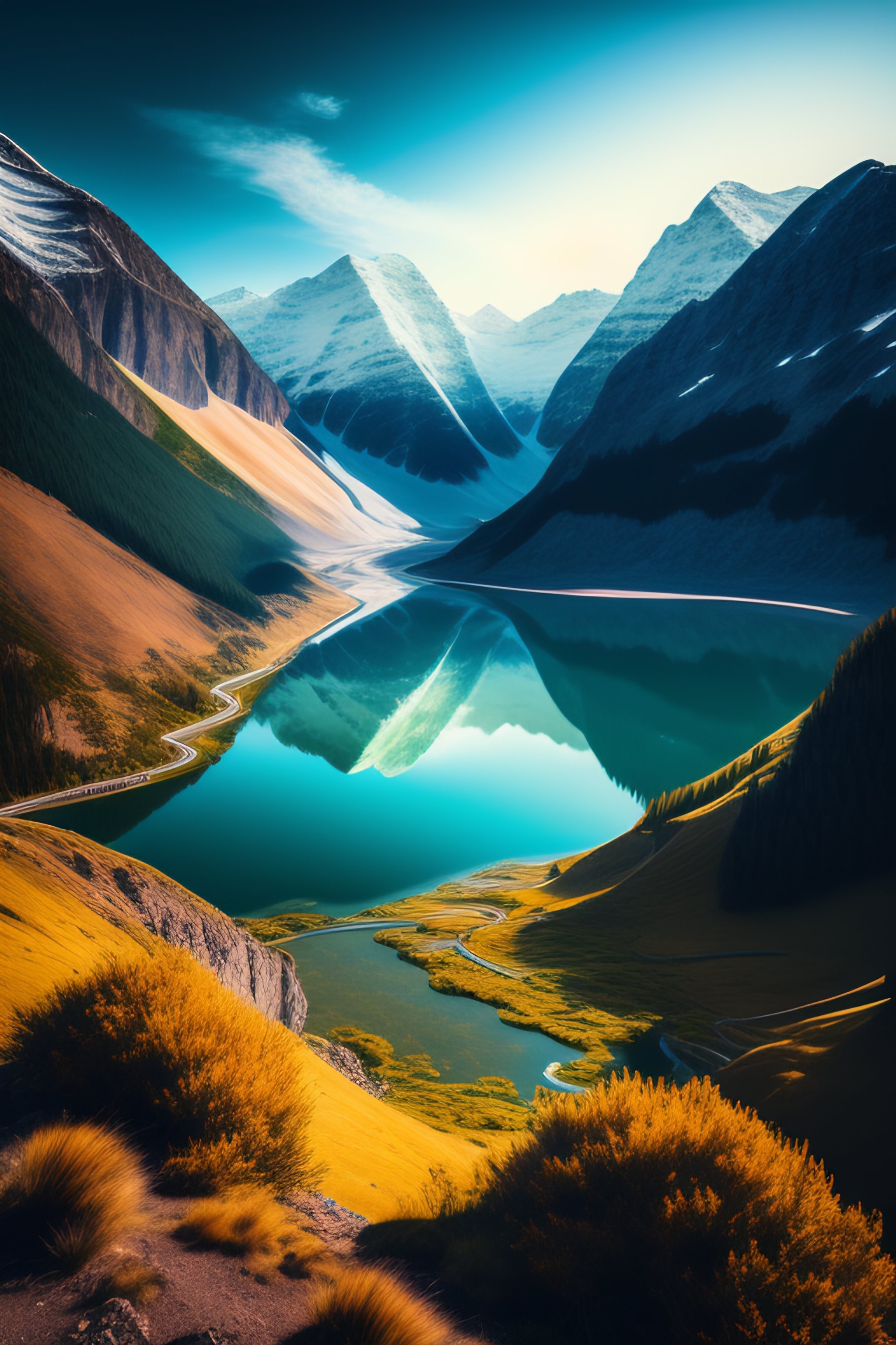 Lexica - A mountain landscape, HDR, UHD, 64K, highly detailed ...