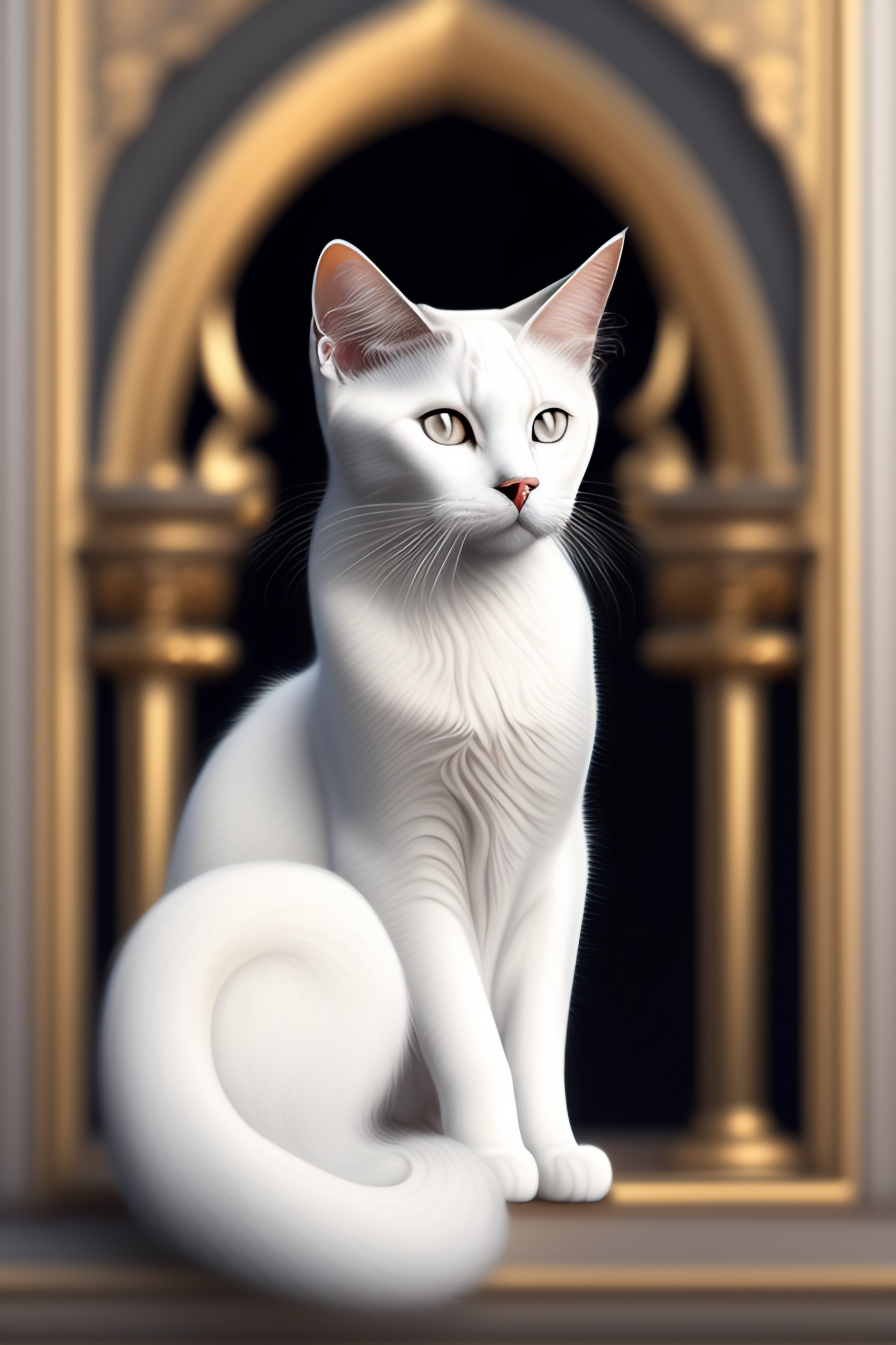 Lexica - Gothic digital art elegant beautiful white cat