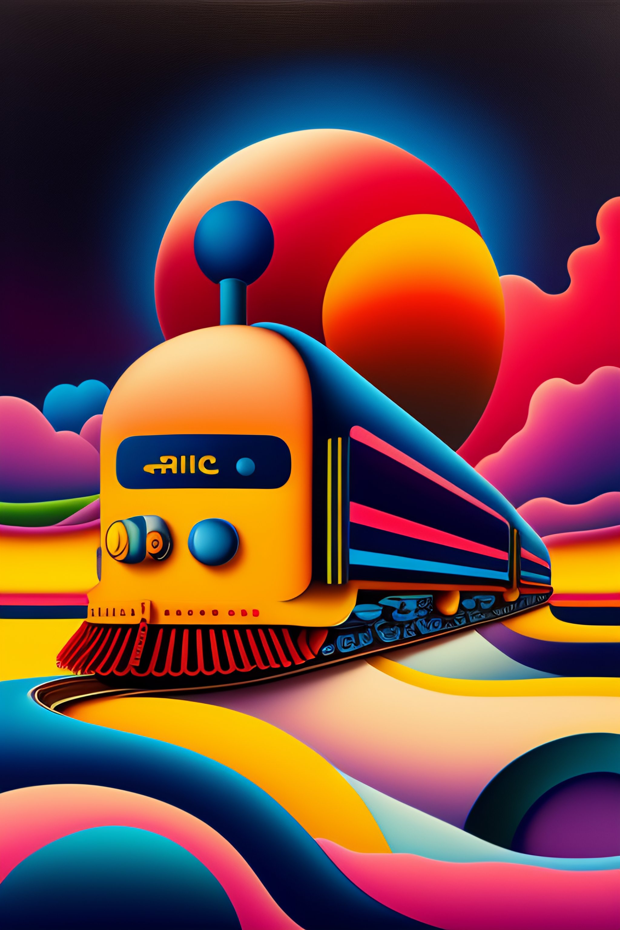 Lexica - Big abstract train in the style of kaws by james jean and ...