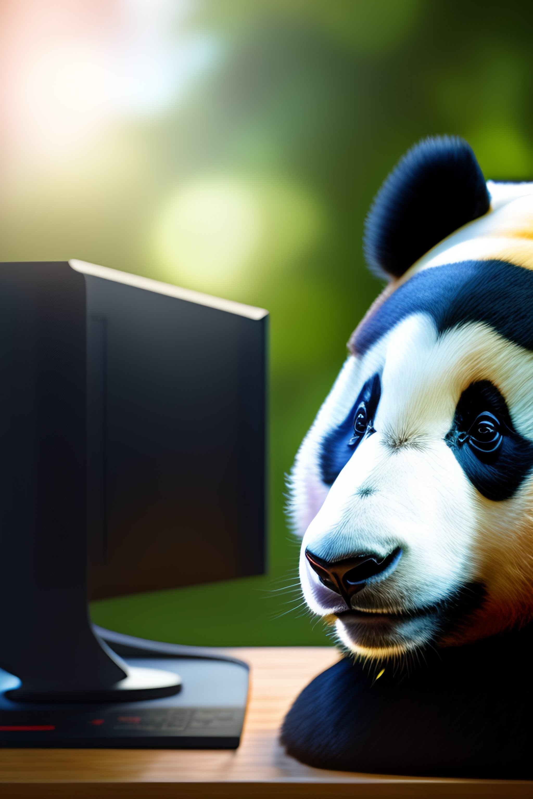 Lexica - Panda gaming in front of a pc with headphones