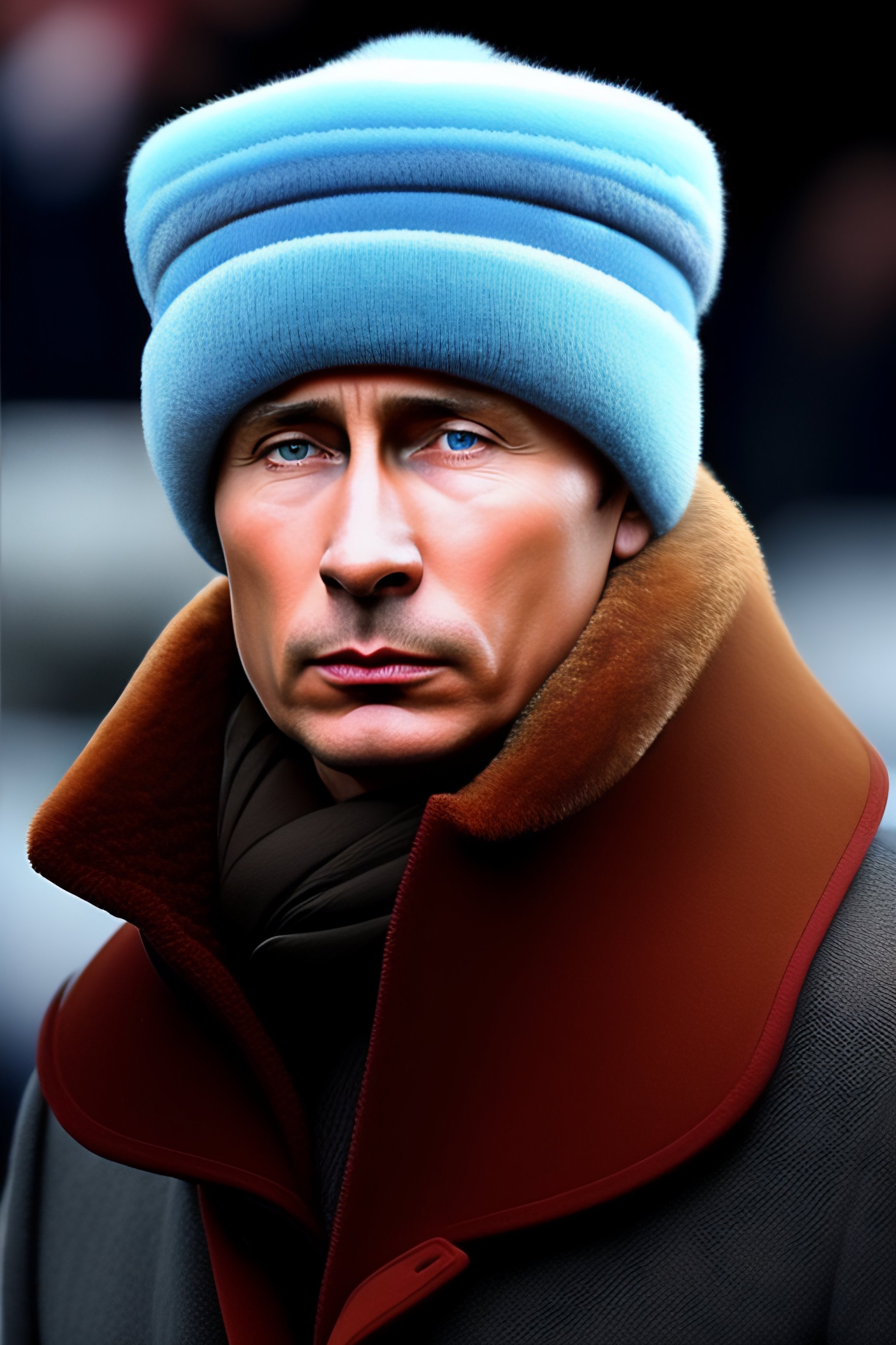 Lexica - Putin with wool russian felt boot hat on head