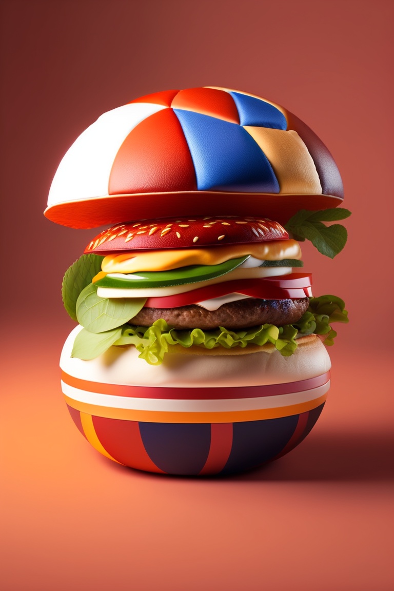Lexica - A Spalding basketball turned into a hamburger, vanitas ...