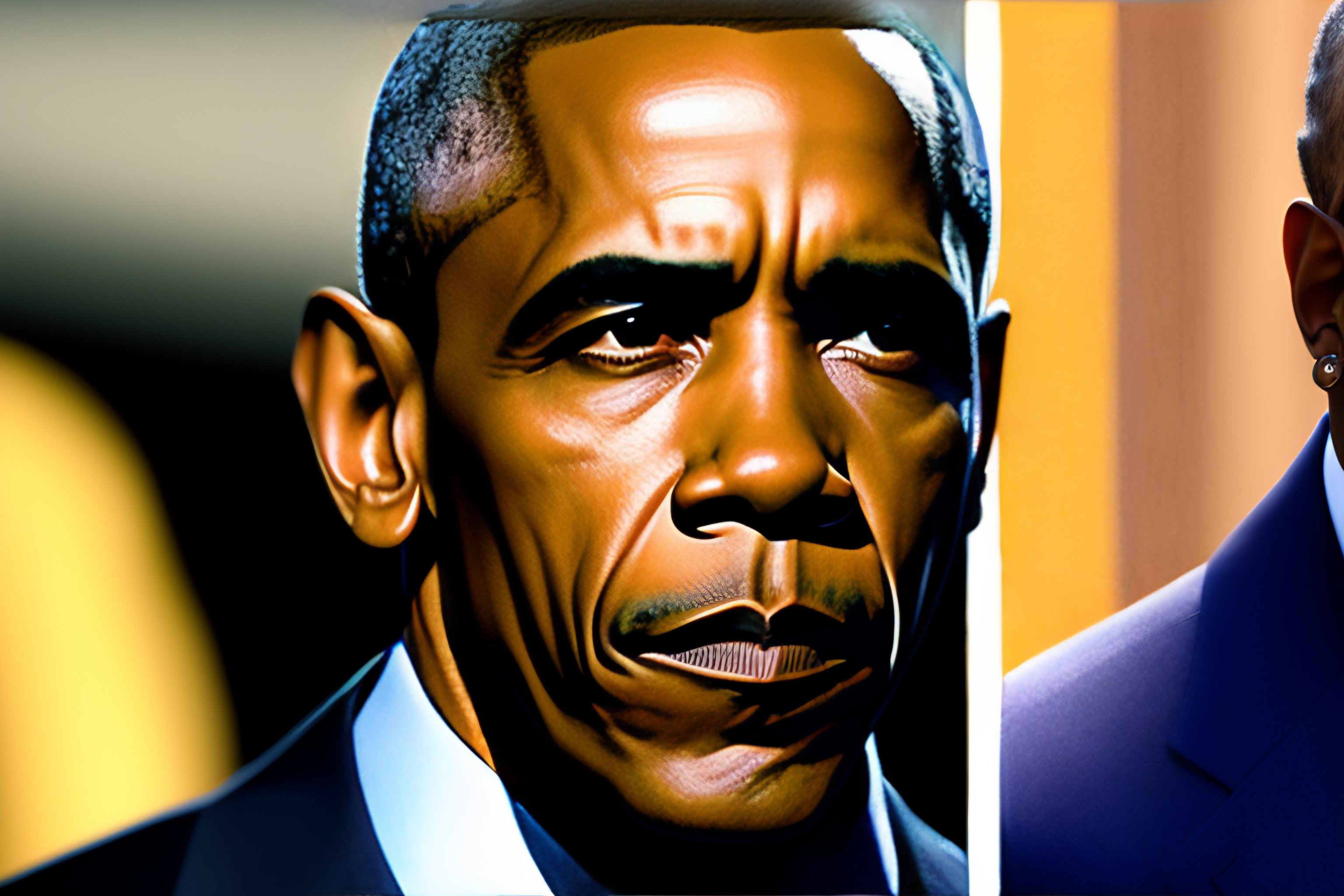 Lexica - Barack Obama, movie still thundercats, blue skin, small pointy ...