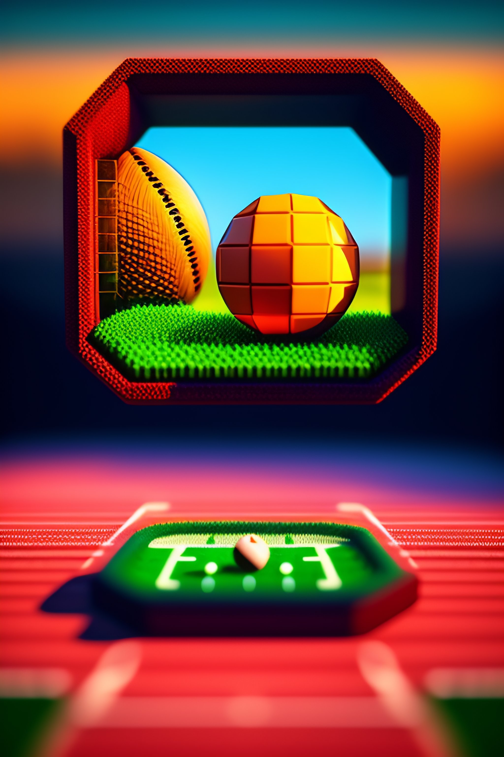 Lexica - Voxel art, foot baller , pele, in foot ball ground