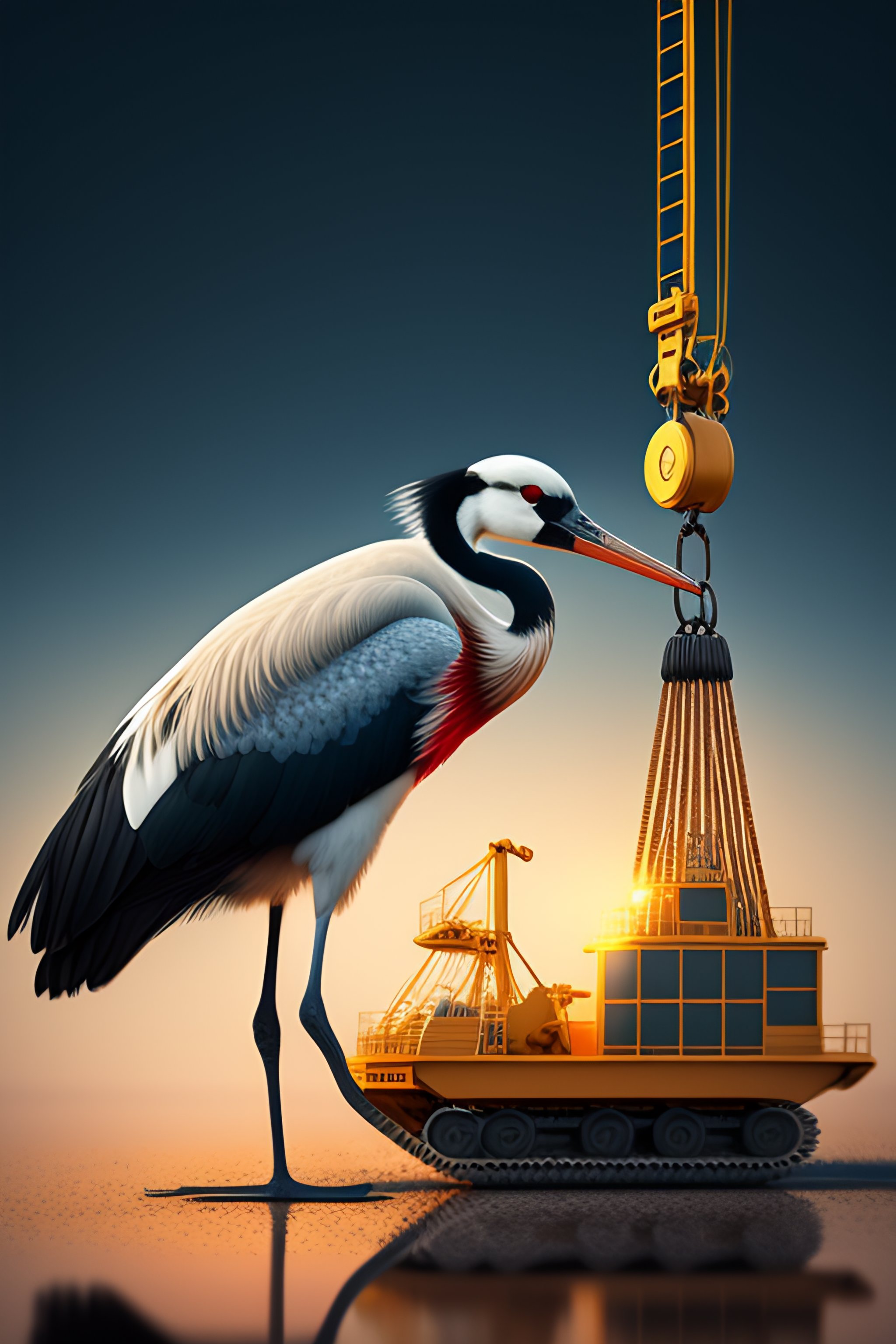 Lexica - A crane pulling a watch, digital art, 8k, intricate details ...