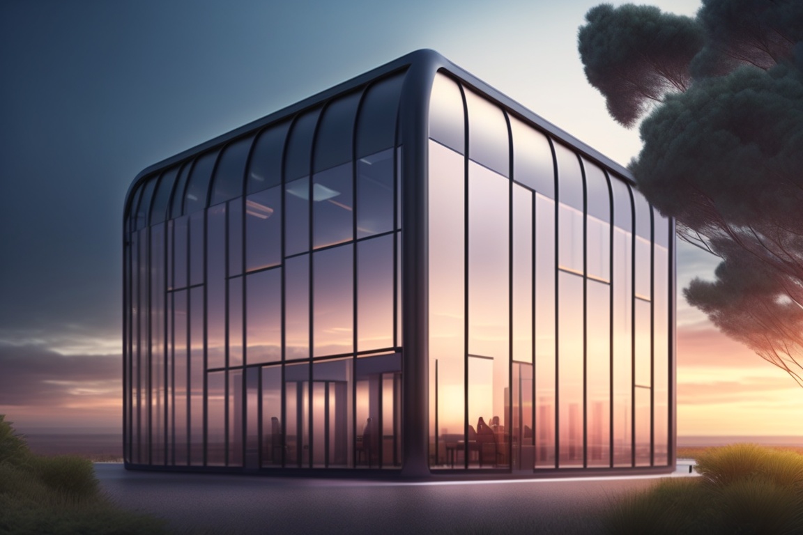 Lexica - 4 peoples in office, glass building, 4k, real human