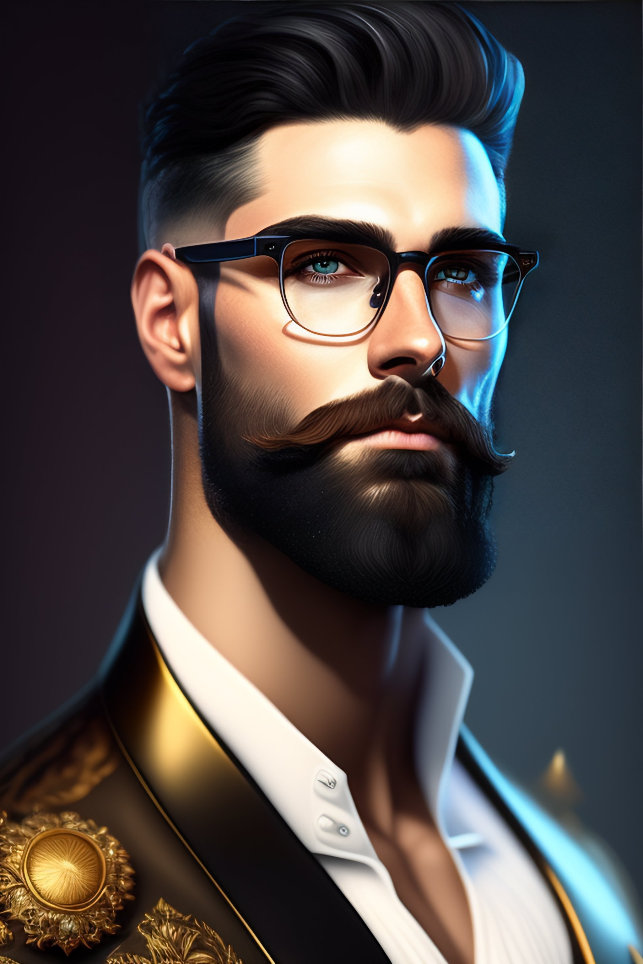 Lexica - A masterpiece portrait of a beautiful man with black beard and ...