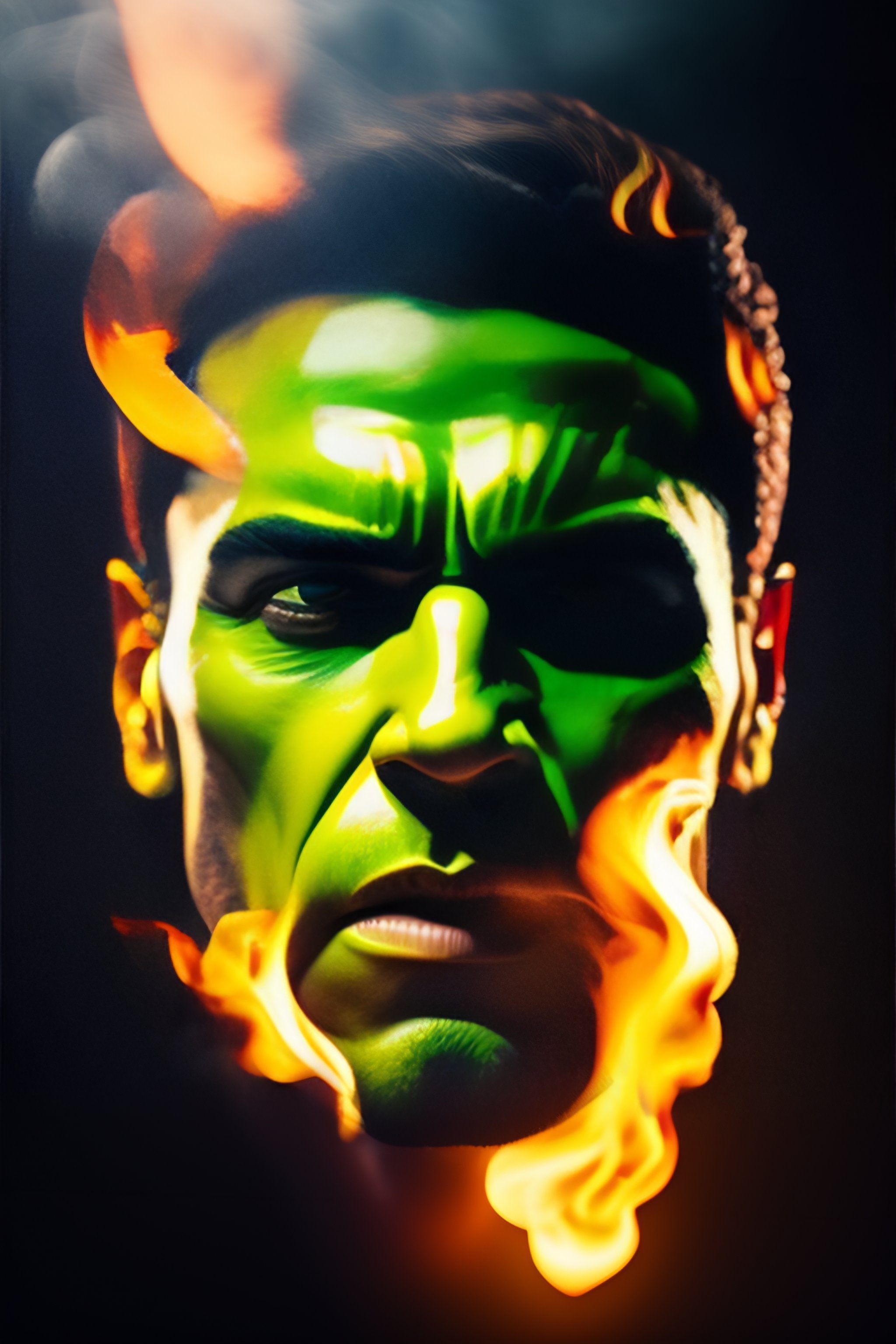Lexica - Realistic 8k incredible hulk face breaking thru wall smoke ...