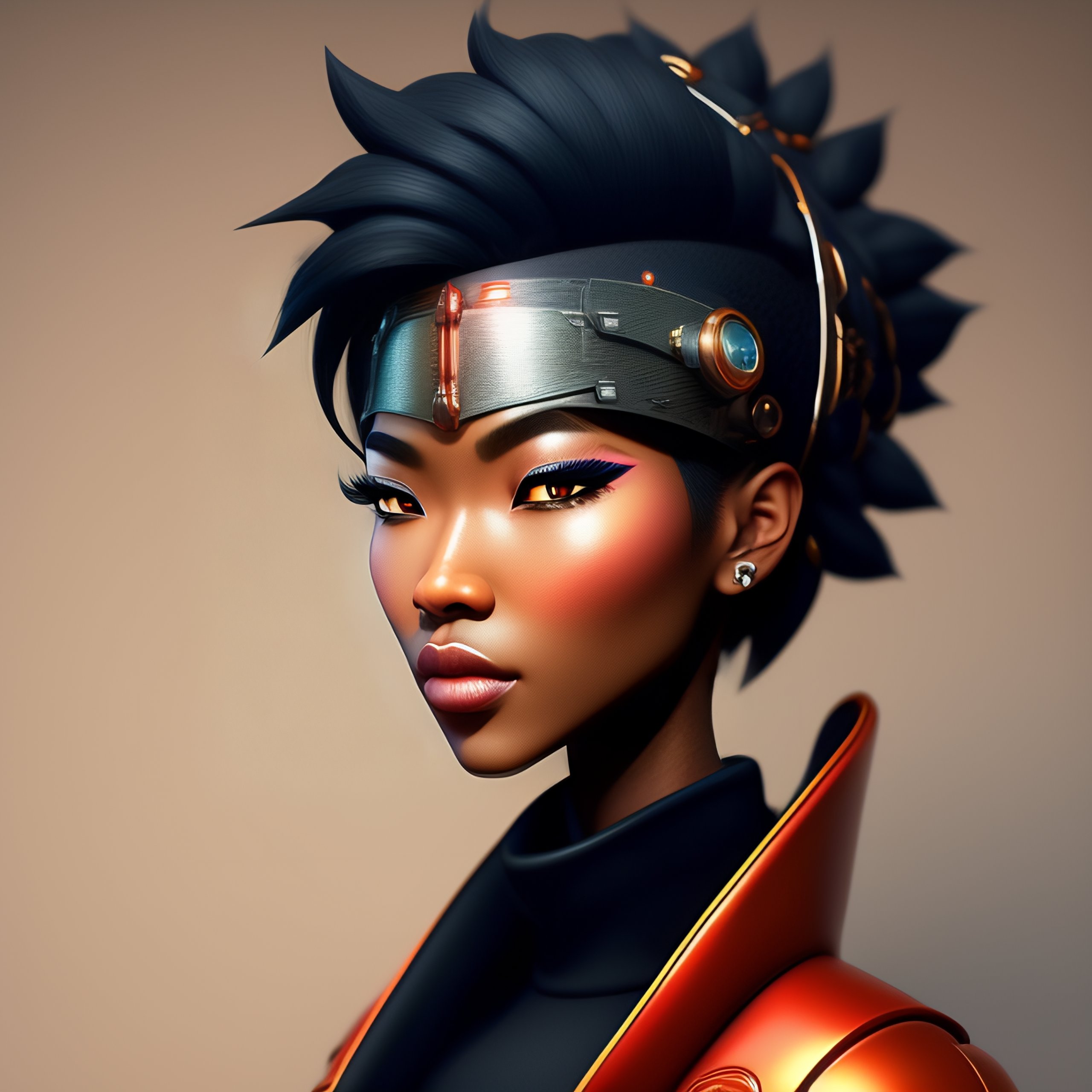 Lexica - 2D character cyborg cartoon style