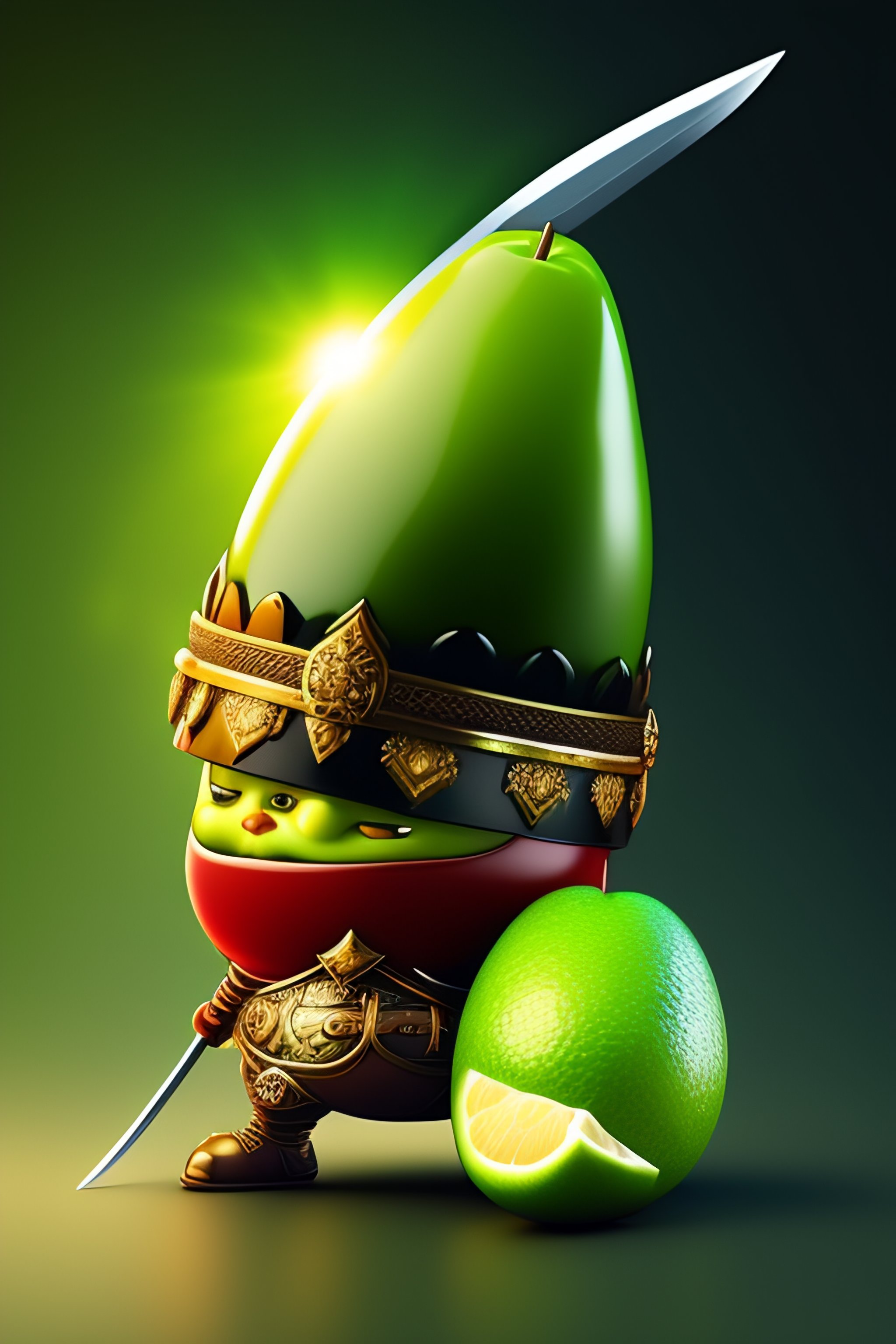 Lexica - Avocado the warrior with a sword