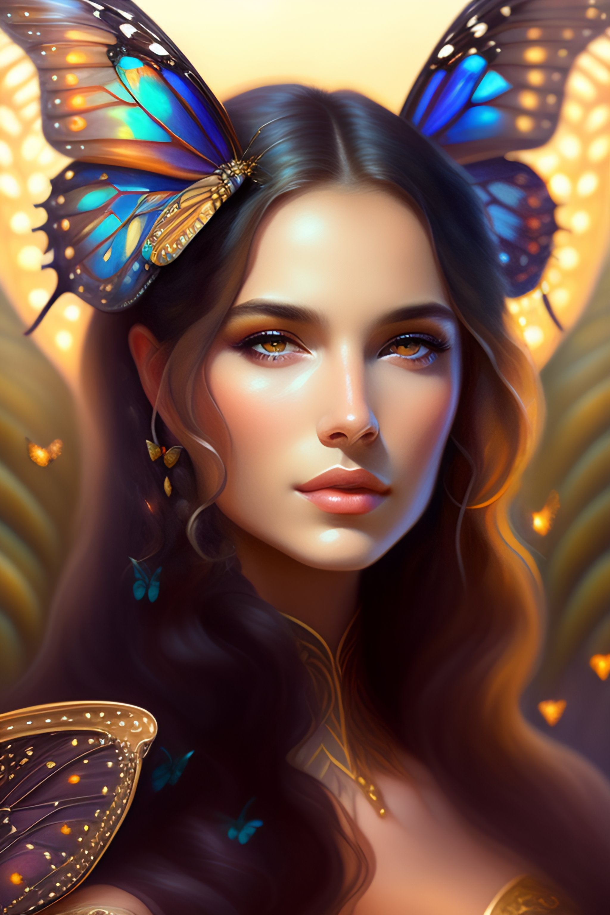 Lexica - Beautiful faerie with butterfly wings, perfect face, perfect ...