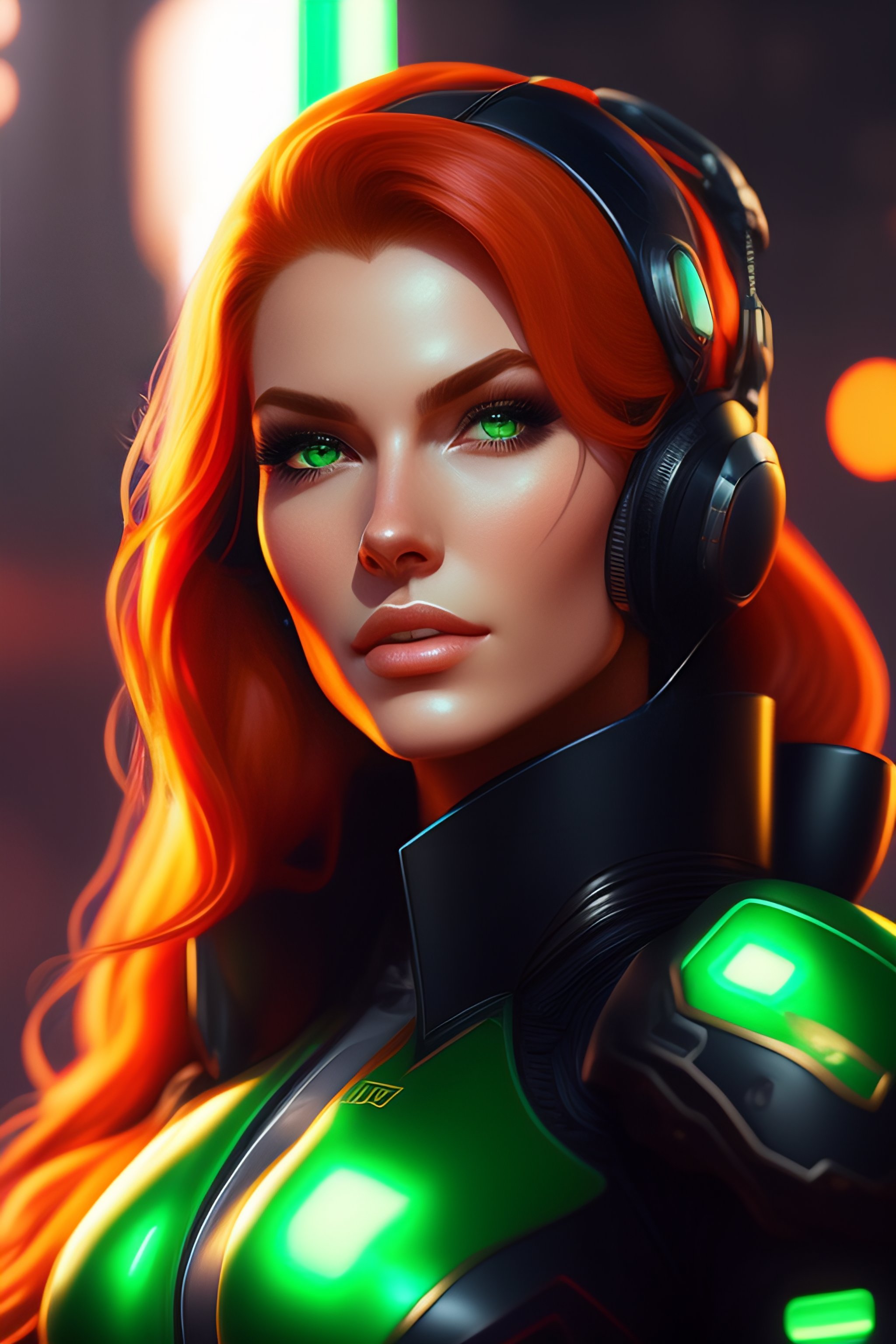 Lexica - SARA FREGONAS portrait, redhead, slightly round face, green ...