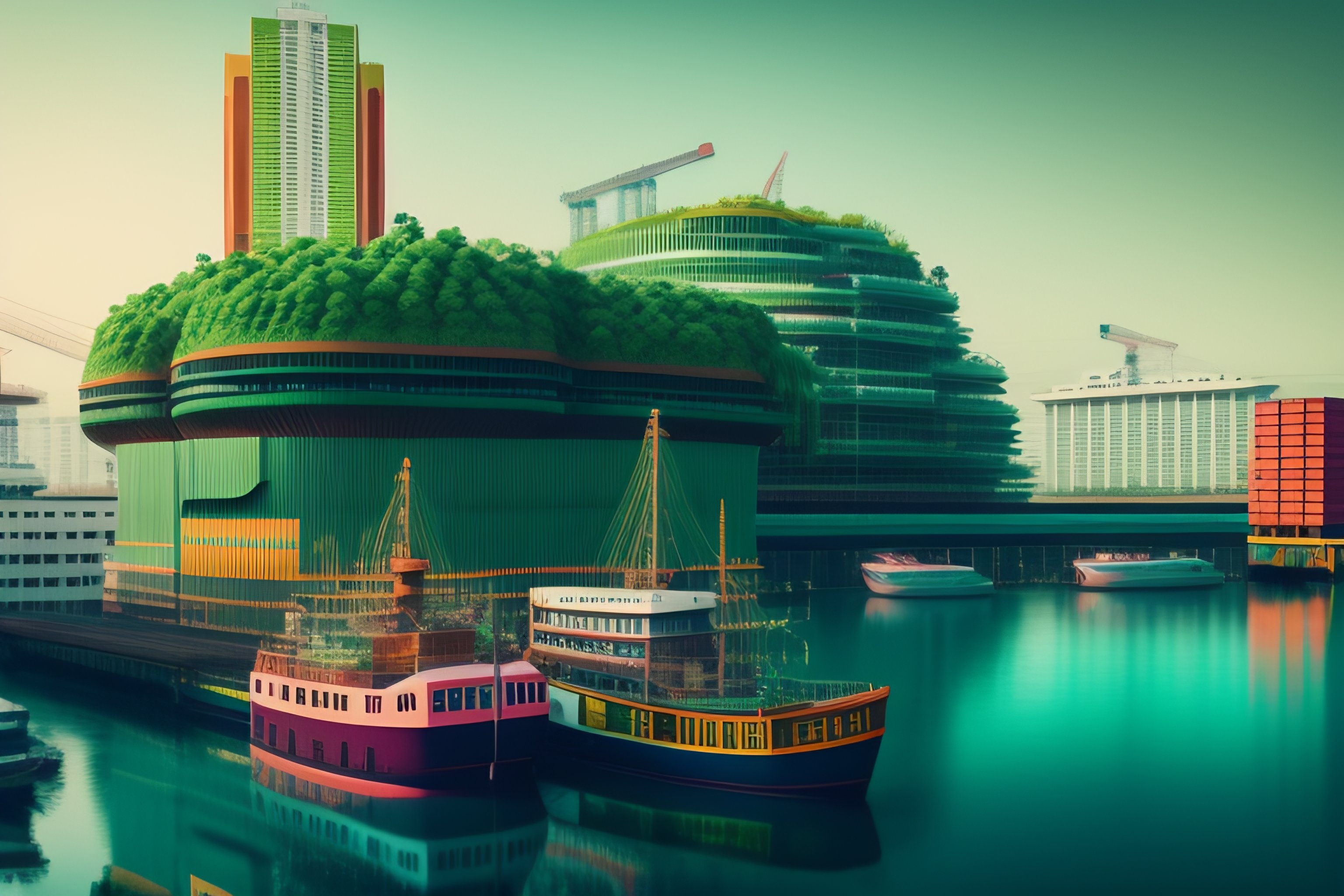 Lexica - A utopian city by beeple, drone shot, digital art highly ...
