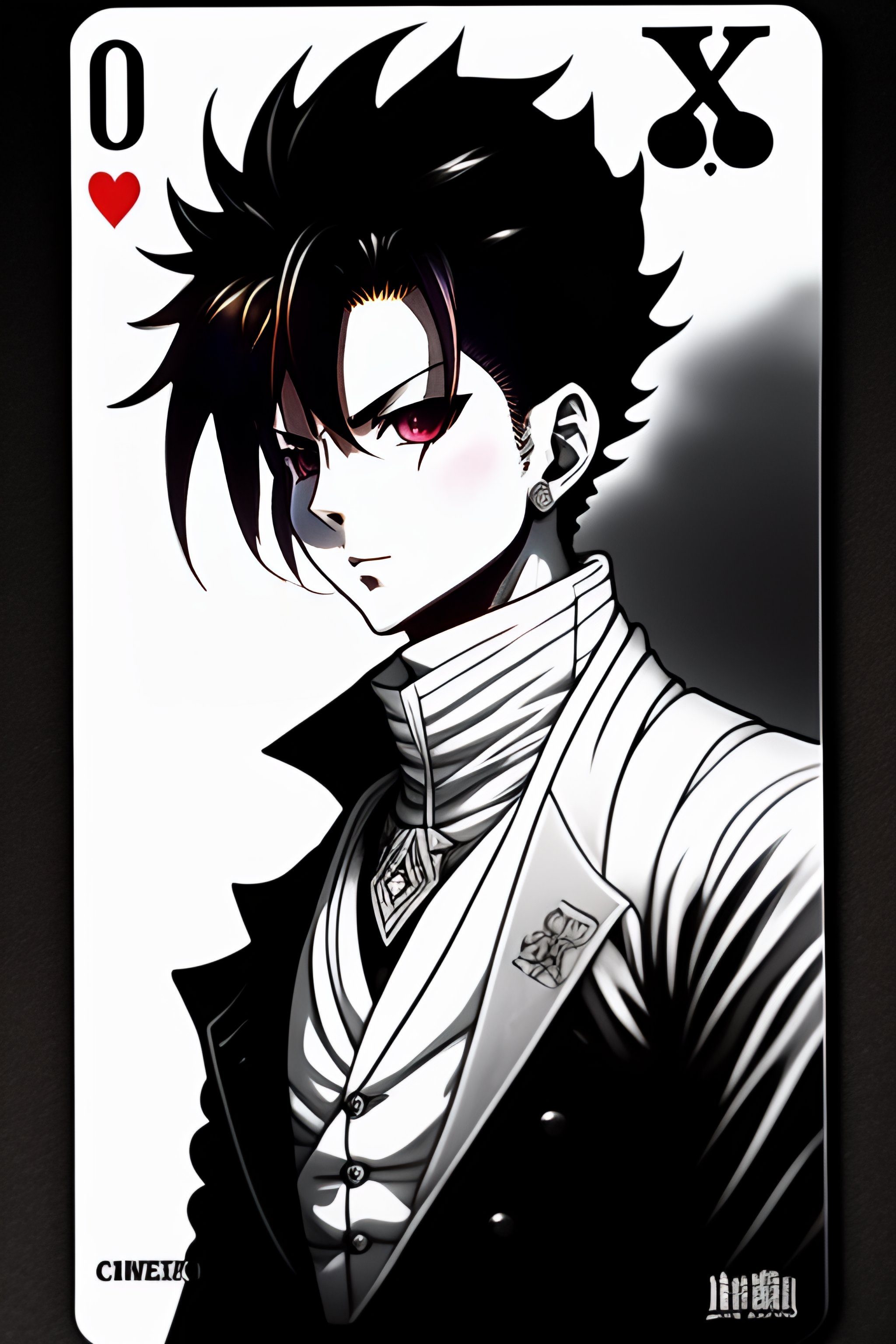 Lexica - Playing card of Hisoka hunter x hunter in black ans white