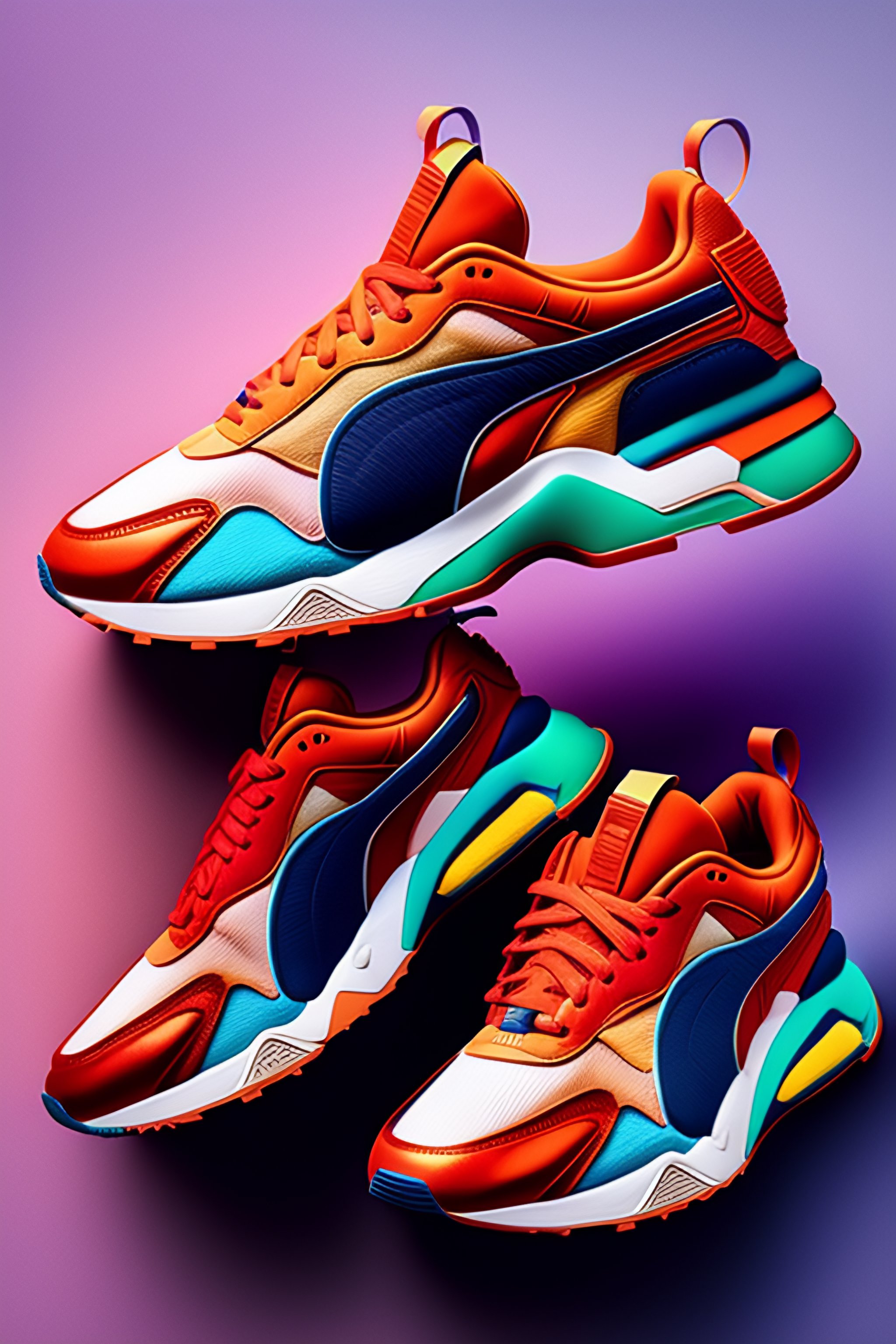 Lexica - Realistic puma rs2k colorway, pink cloud background